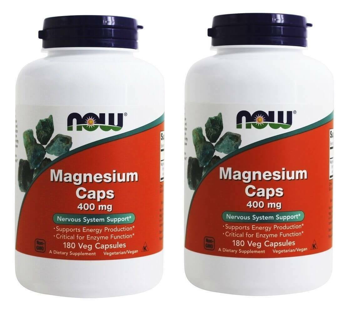 Now Foods Magnesium Caps, 400 mg, 180 Capsules - 2 Packs - Walmart.com