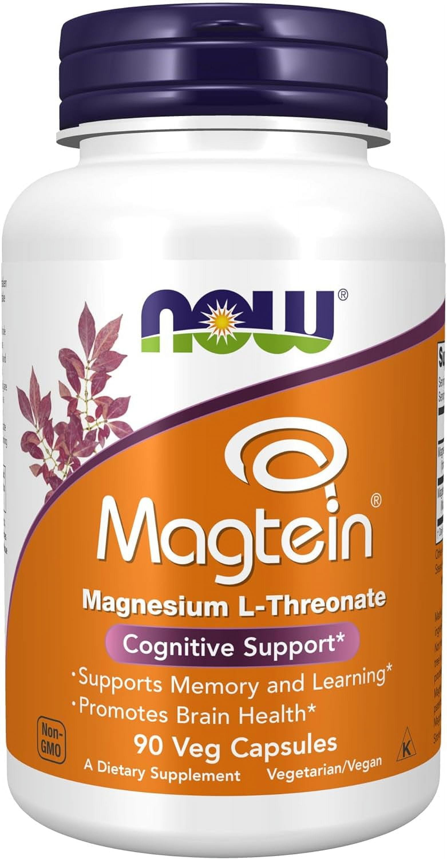 Now Foods Magtein Magnesium L-Threonate Veg Capsules, Cognitive Support ...