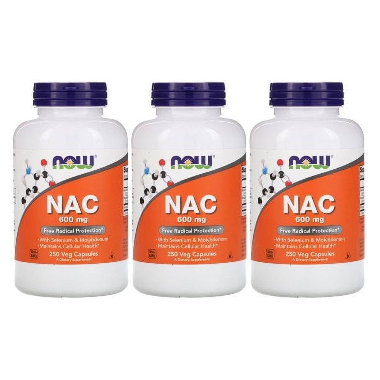 Now Foods NAC, 600 mg, 250 Veg Capsules, 3 Pack - Walmart.com
