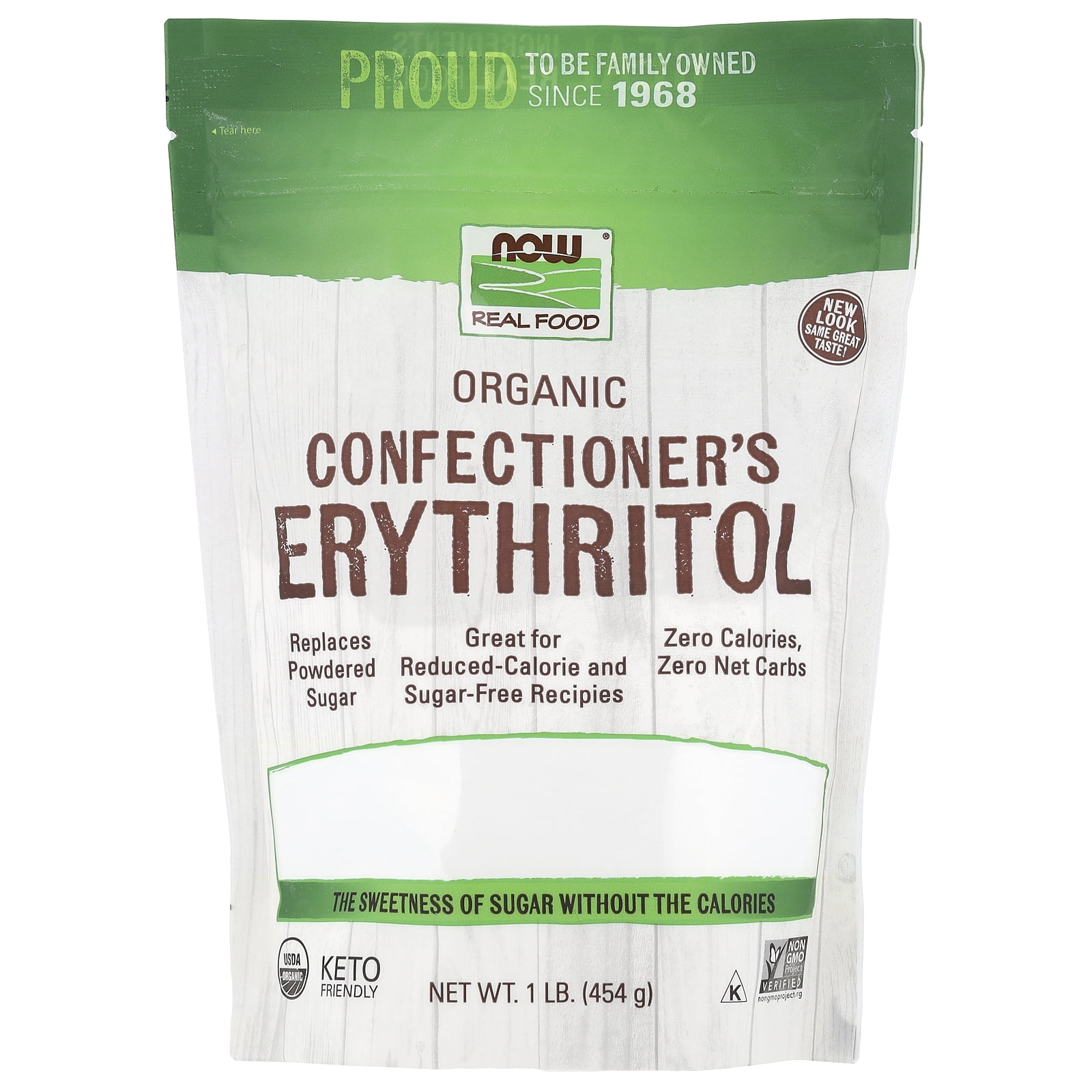 NOW Foods Real Food, Organic Confectioner's Erythritol, 1 lb (454 g ...