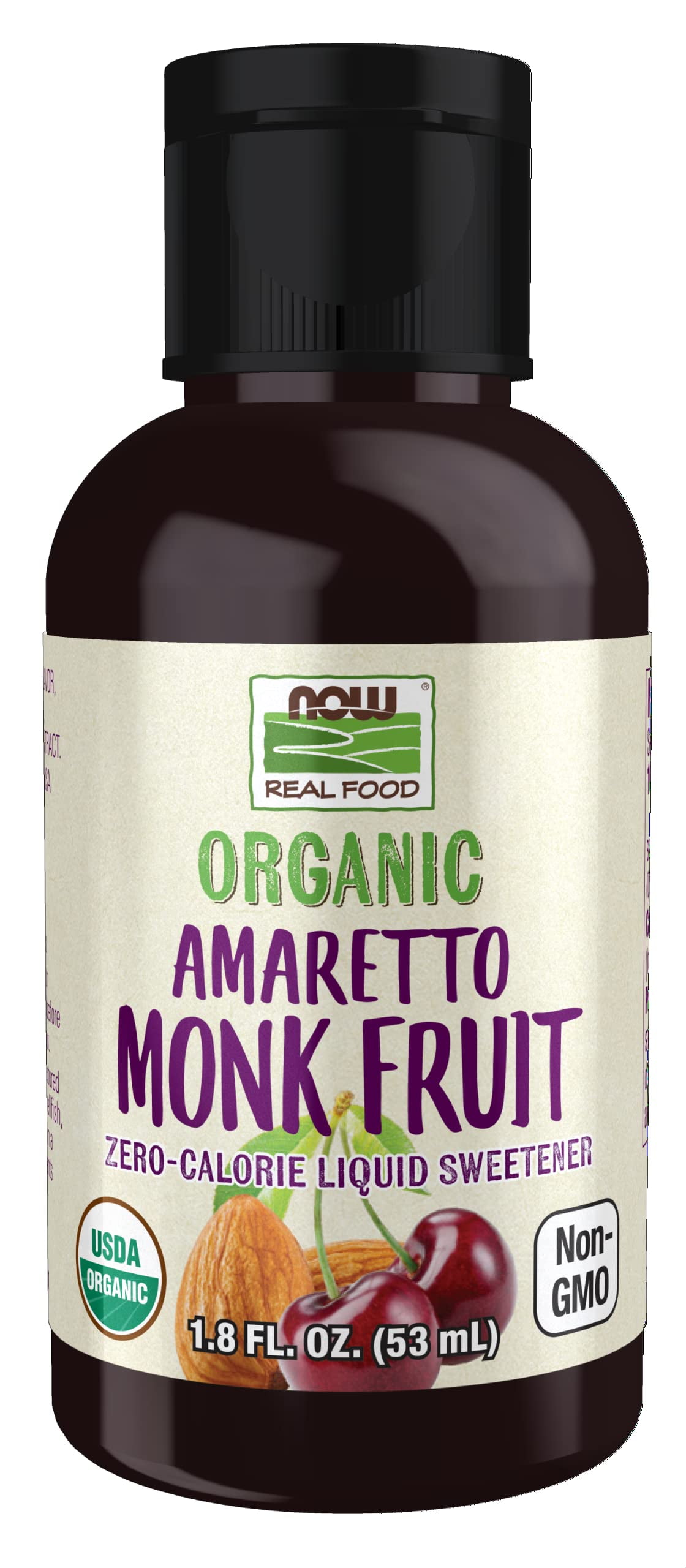Now Foods, Organic Liquid Monk Fruit, Amaretto, Zero-Calorie Sweetener ...