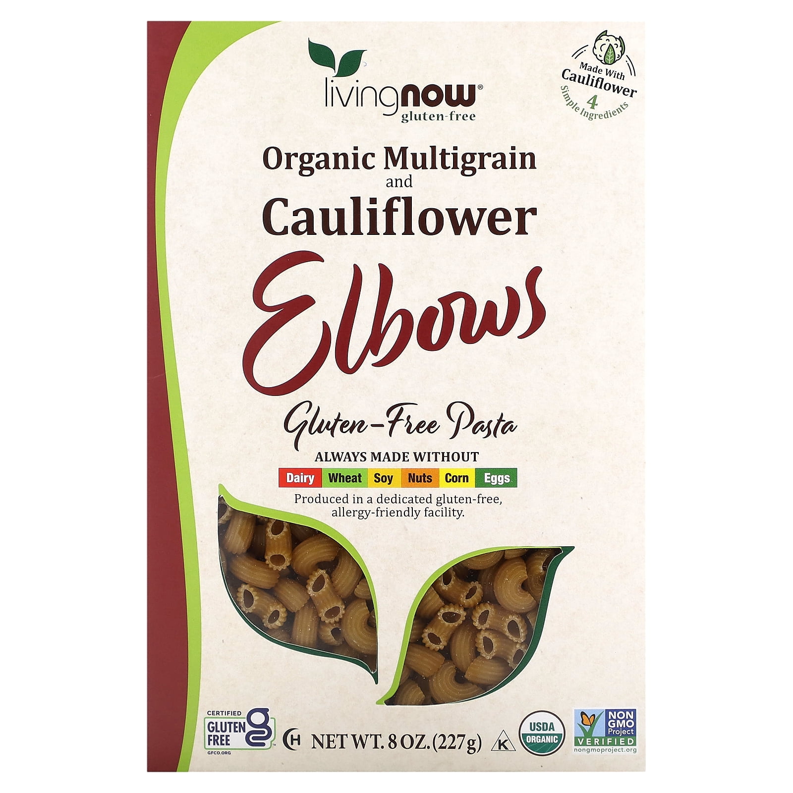 Now Foods Organic Multigrain Cauliflower Elbows Gluten-Free Pasta 8 oz ...