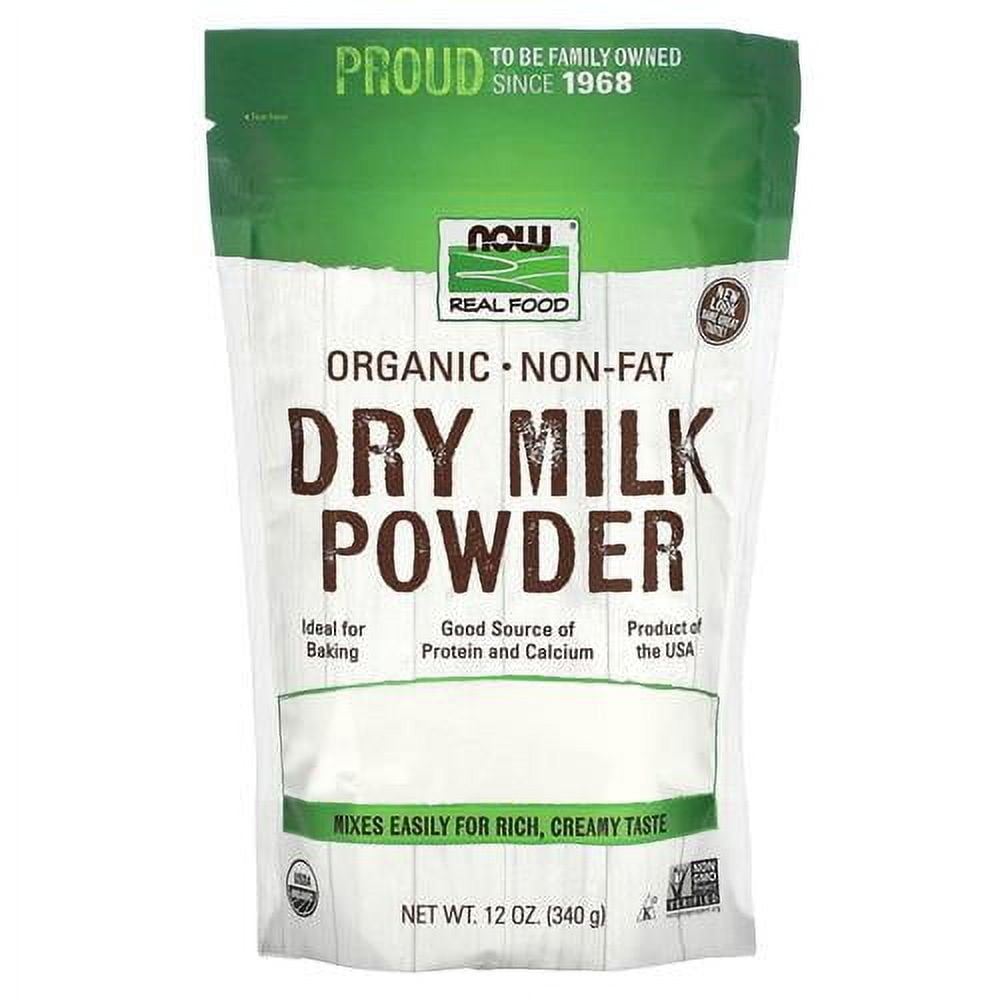Now Foods, Organic Non-Fat Dry Milk Powder With Protein And Calcium ...