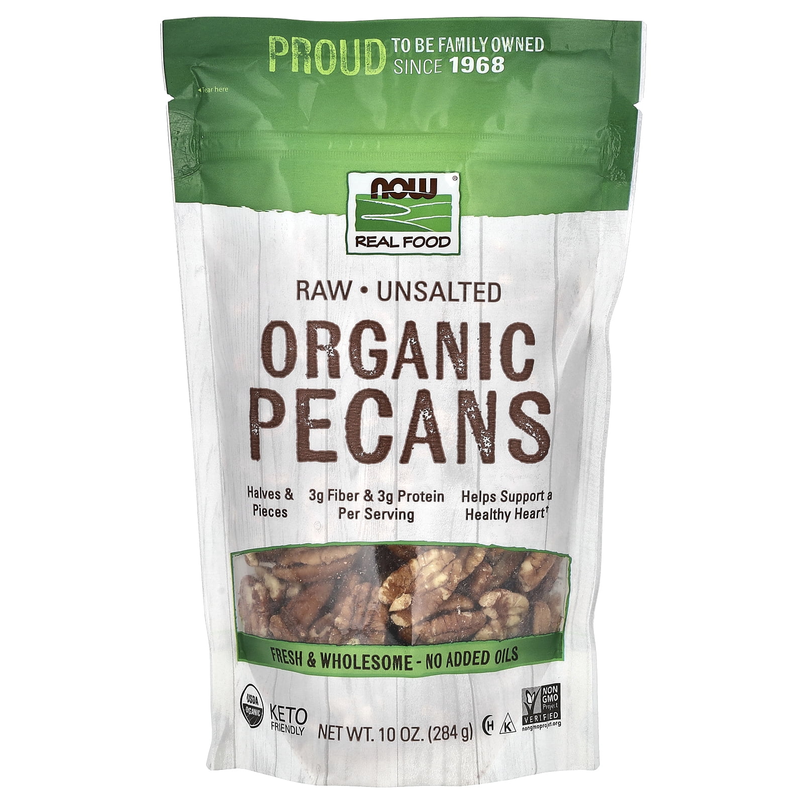 Now Foods Organic Raw Unsalted Pecans 10 oz Bag - Walmart.com