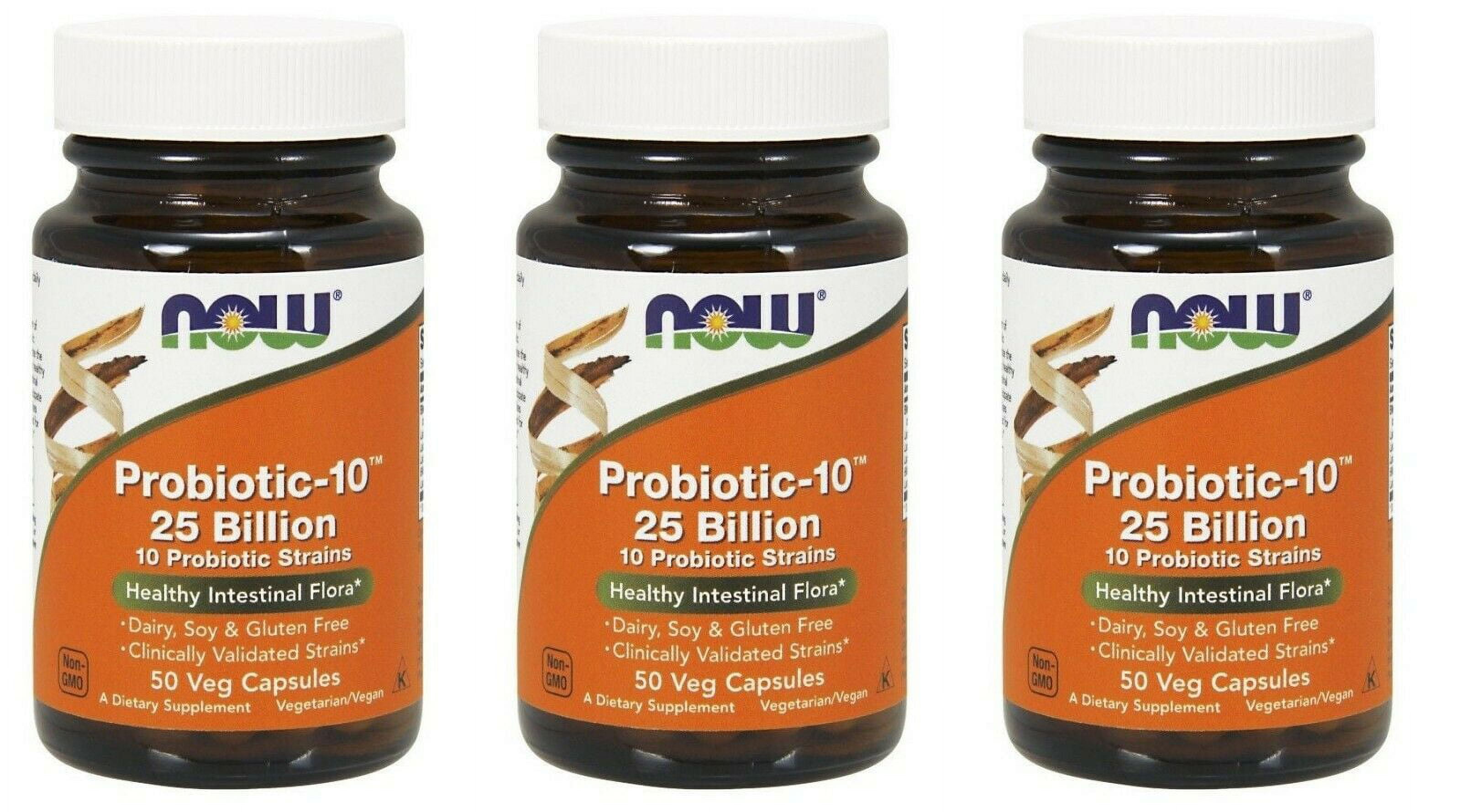 Now Foods - Probiotic-10, 25 Billion, 50 Veg Capsules - 3 Packs ...