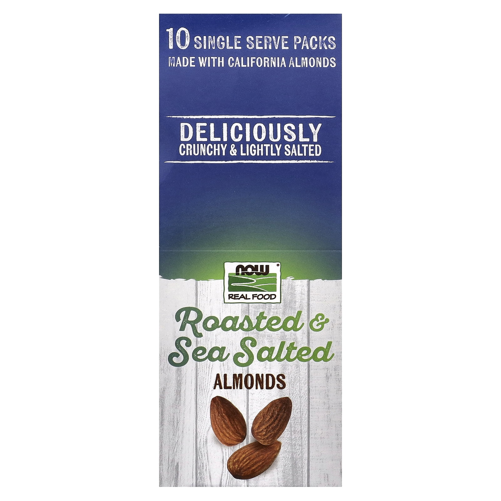 NOW Foods Almonds, Roasted & Sea Salted, 10 Packs, 1.25 oz (35 g) Each ...