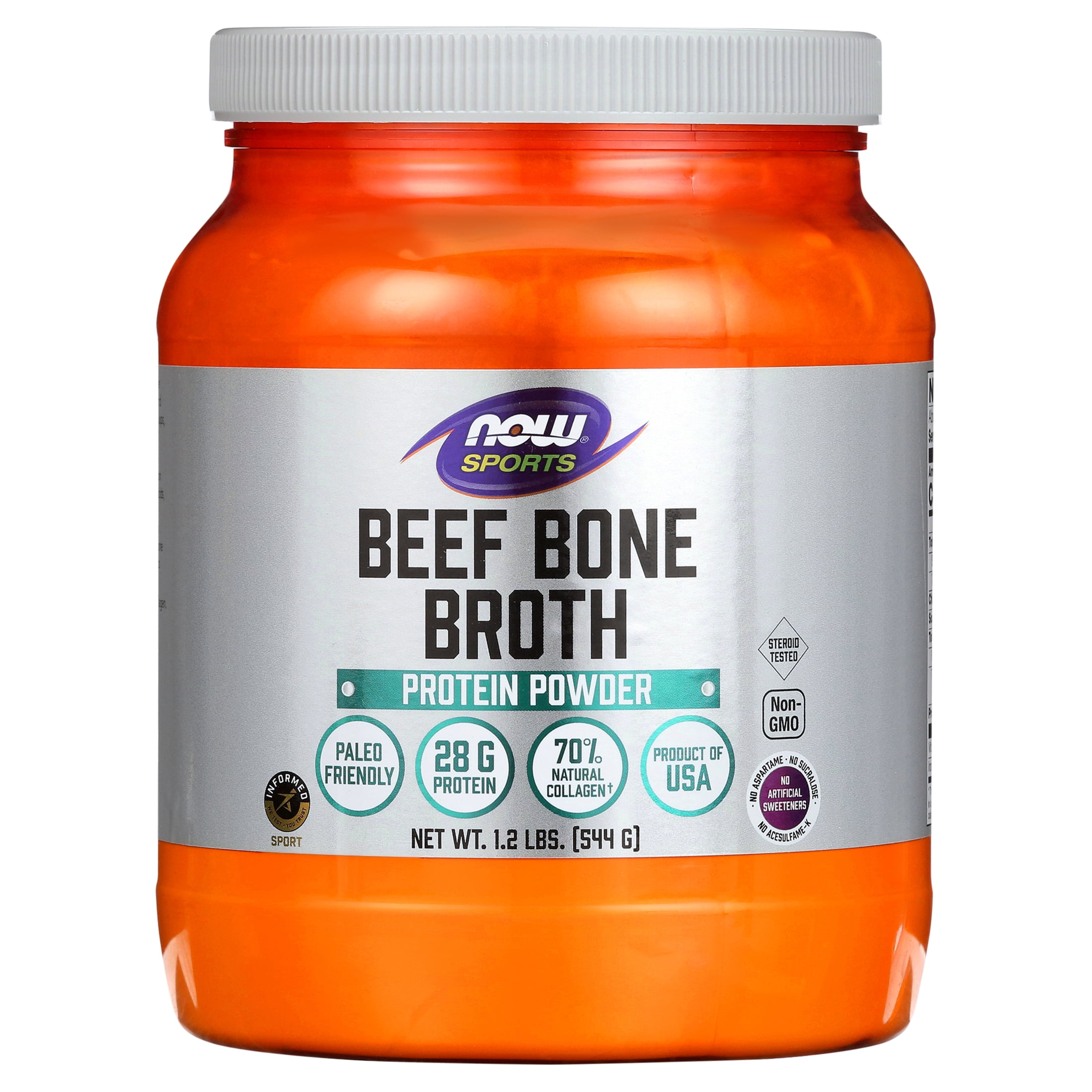 NOW Foods, Sports, Beef Bone Broth Protein Powder, 1.2 lbs - Walmart.com