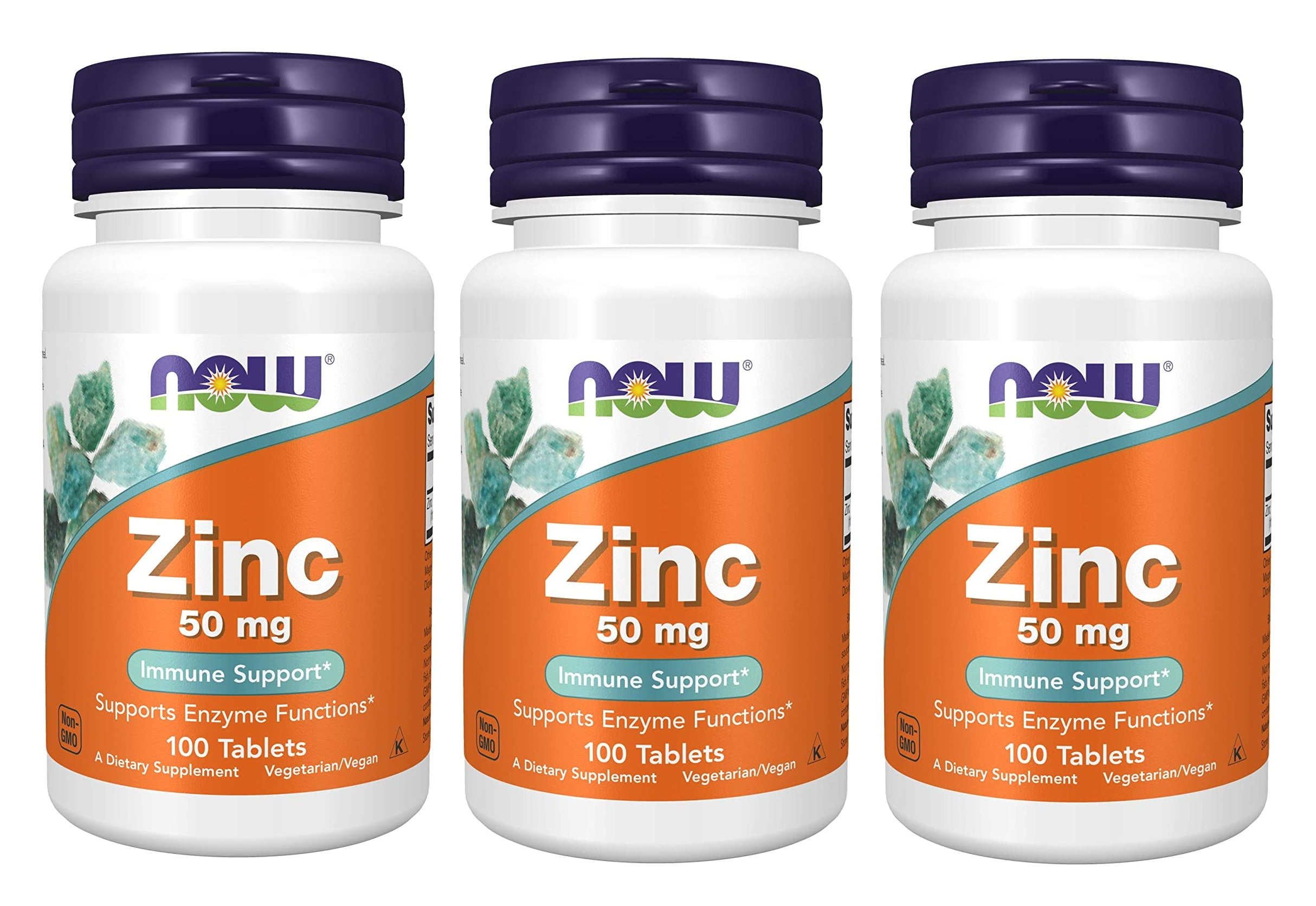 Now Foods ZINC 50mg 100 TABS, 3 Packs - Walmart.com