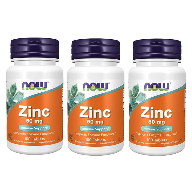 Now Foods ZINC 50mg 100 TABS, 3 Packs - Walmart.com