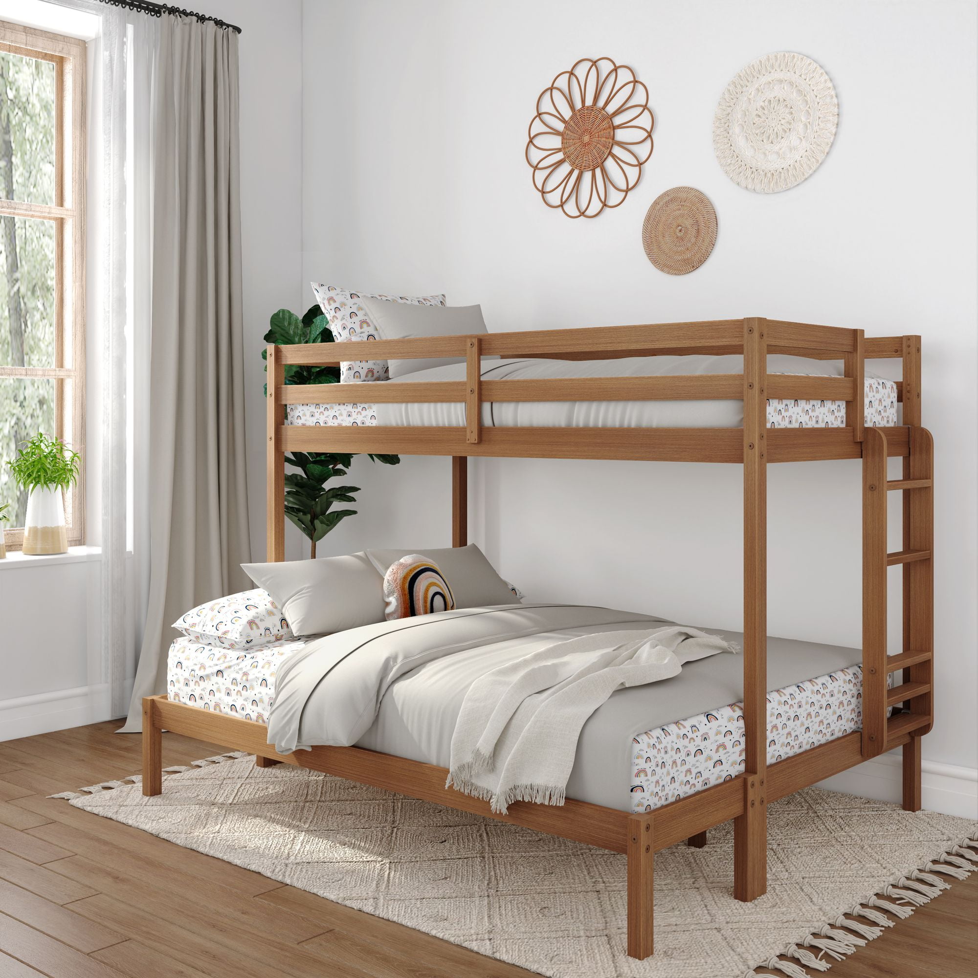 Now Furniture Wooden Twin XL over Queen Bunk Bed for Kids, Textured ...