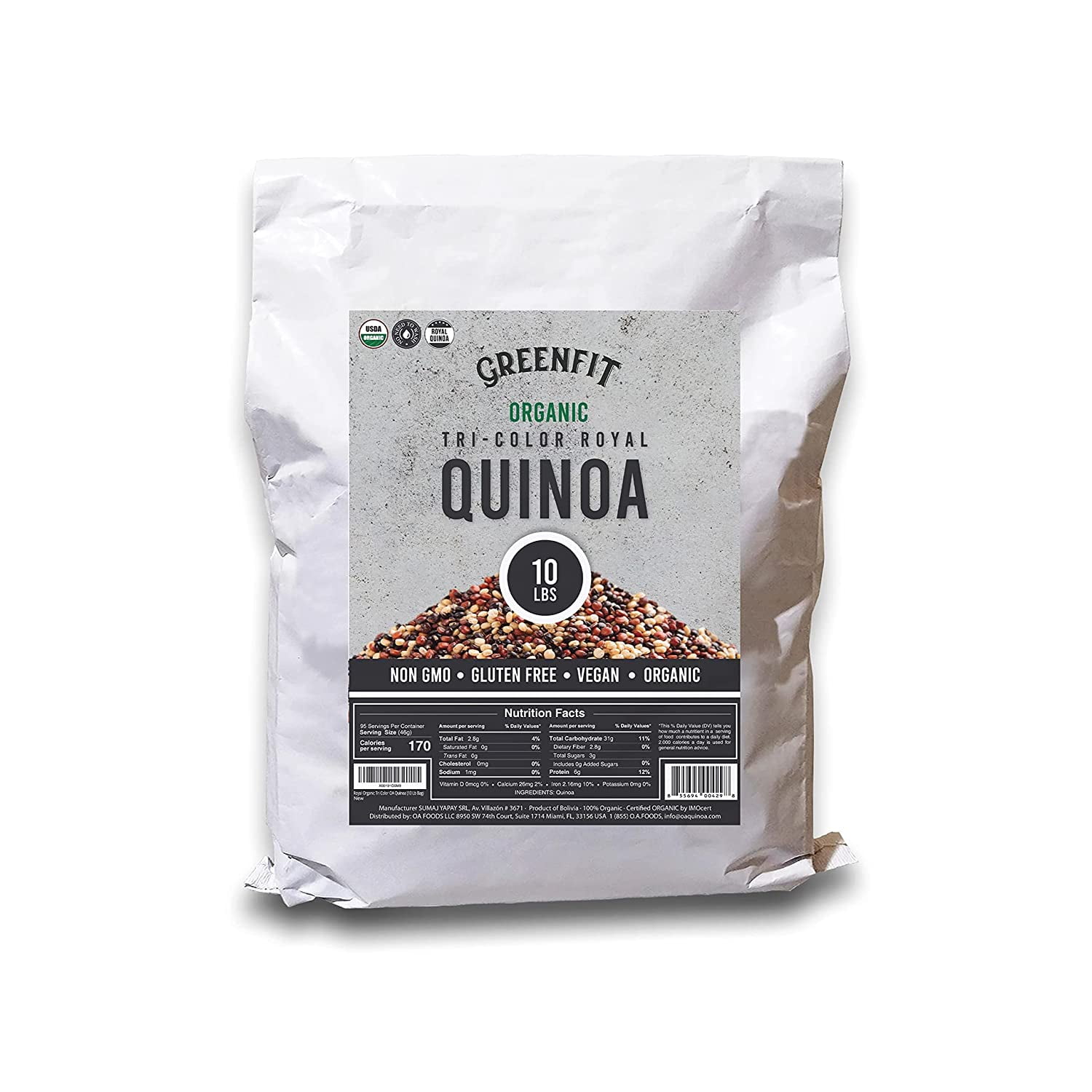 Now Greenfit | Royal Organic Tri Color Quinoa (10 Lb) - Walmart.com