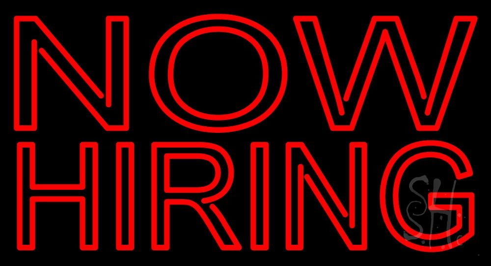 Now Hiring Bar LED Neon Sign 13 x 24 - inches, Clear Edge Cut Acrylic ...