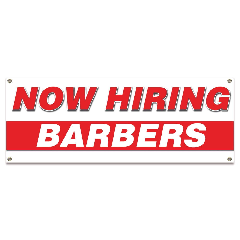 Now Hiring Barbers| 24" X 72" Banner | Apply Inside Employment Help ...