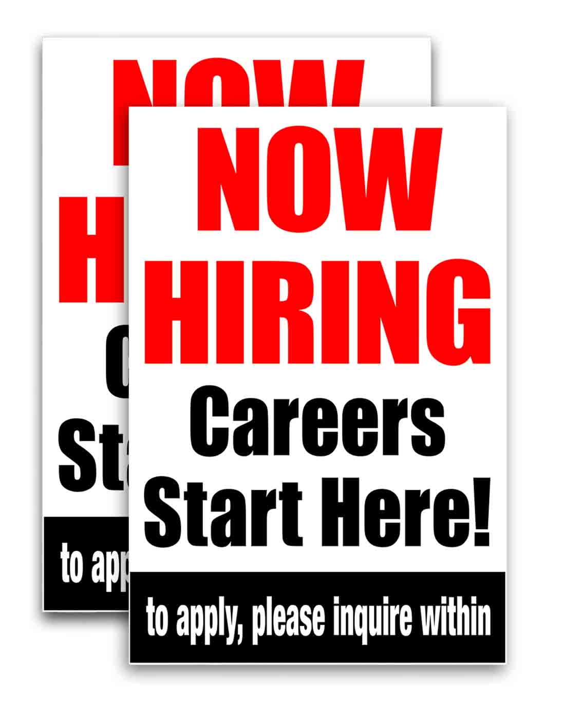 Now Hiring Careers Start Here (24" X 36") Vinyl Decal Only (Pack of 2 ...