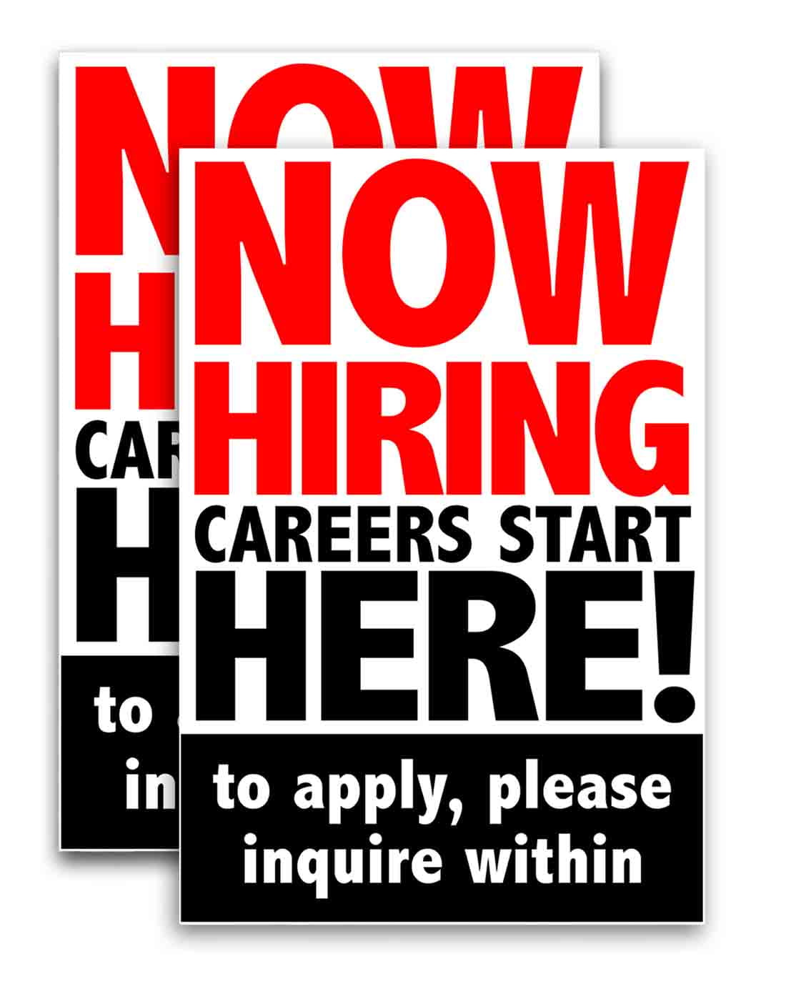 Now Hiring Careers Start Here (24" X 36") Vinyl Decal Only (Pack of 2 ...