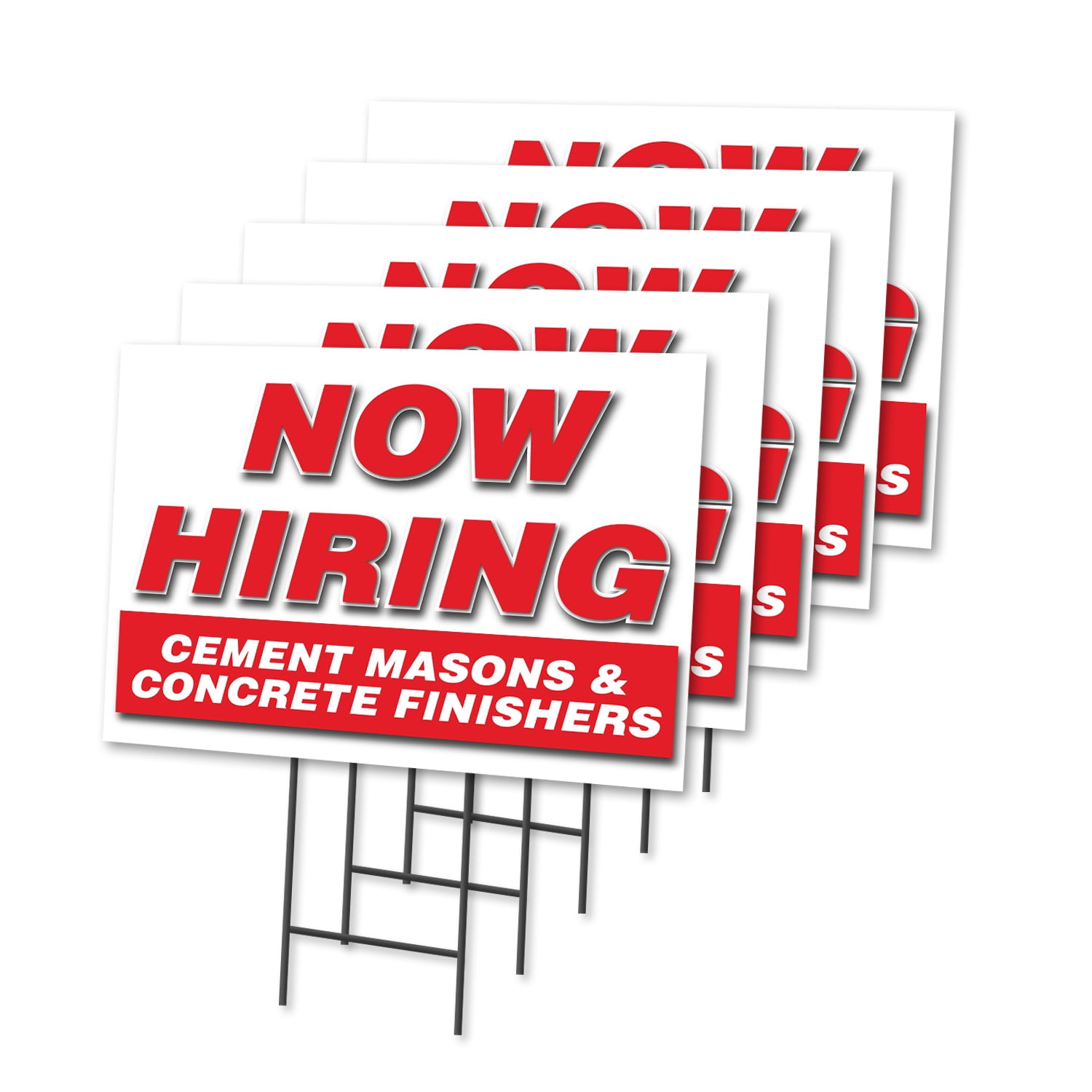 Now Hiring Cement Masons & Concrete Finishers 5 Pack Of 12" x 16" Yard ...