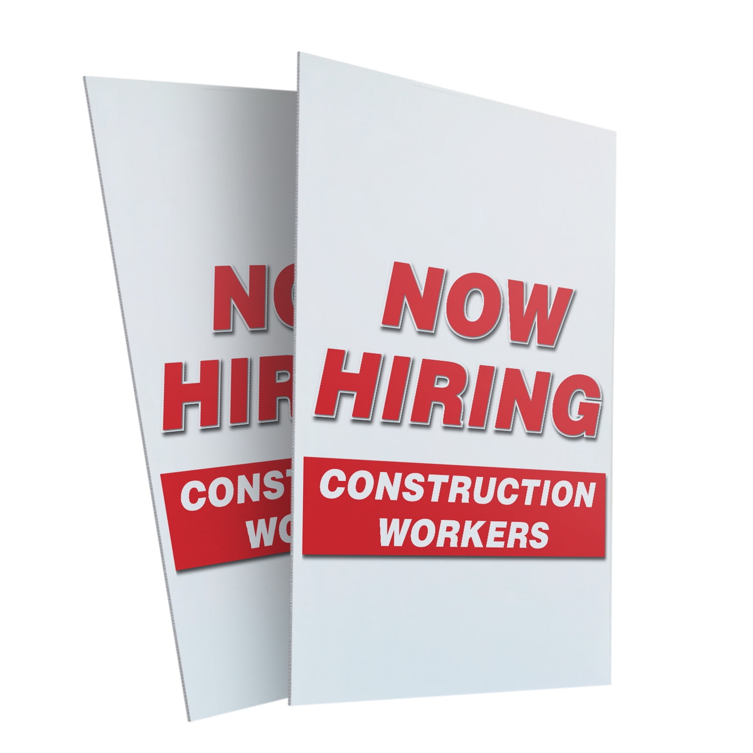 Now Hiring Construction Workers (2-PACK) 24" x 36" Plastic Signs | Sign ...