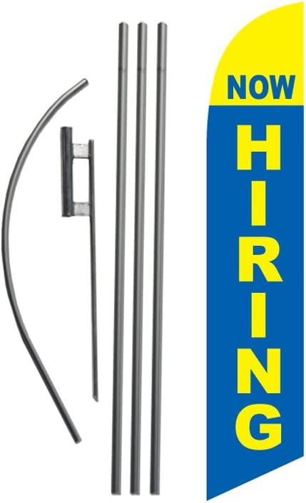 Now Hiring Flag Advertising Feather Banner Swooper Flag Sign with Flag ...
