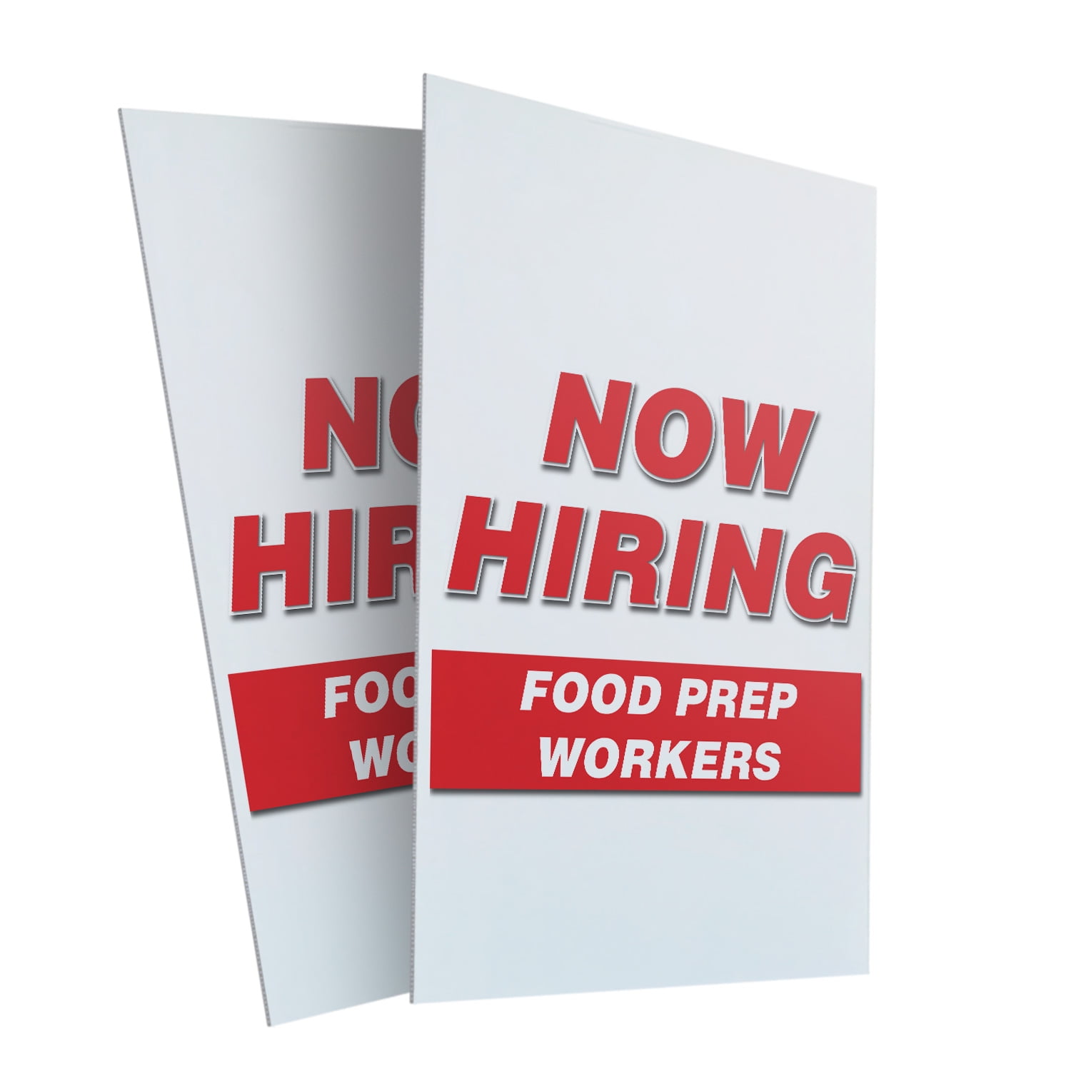 Now Hiring Food Prep Workers (2-PACK) 24" x 36" Plastic Signs | Sign ...