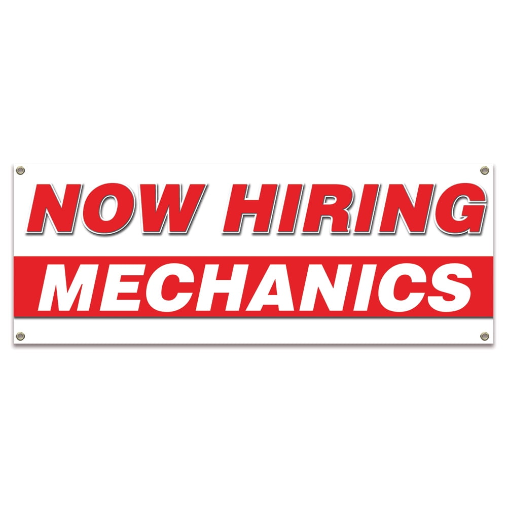 Now Hiring Mechanics| 18" X 48" Banner | Apply Inside Employment Help ...