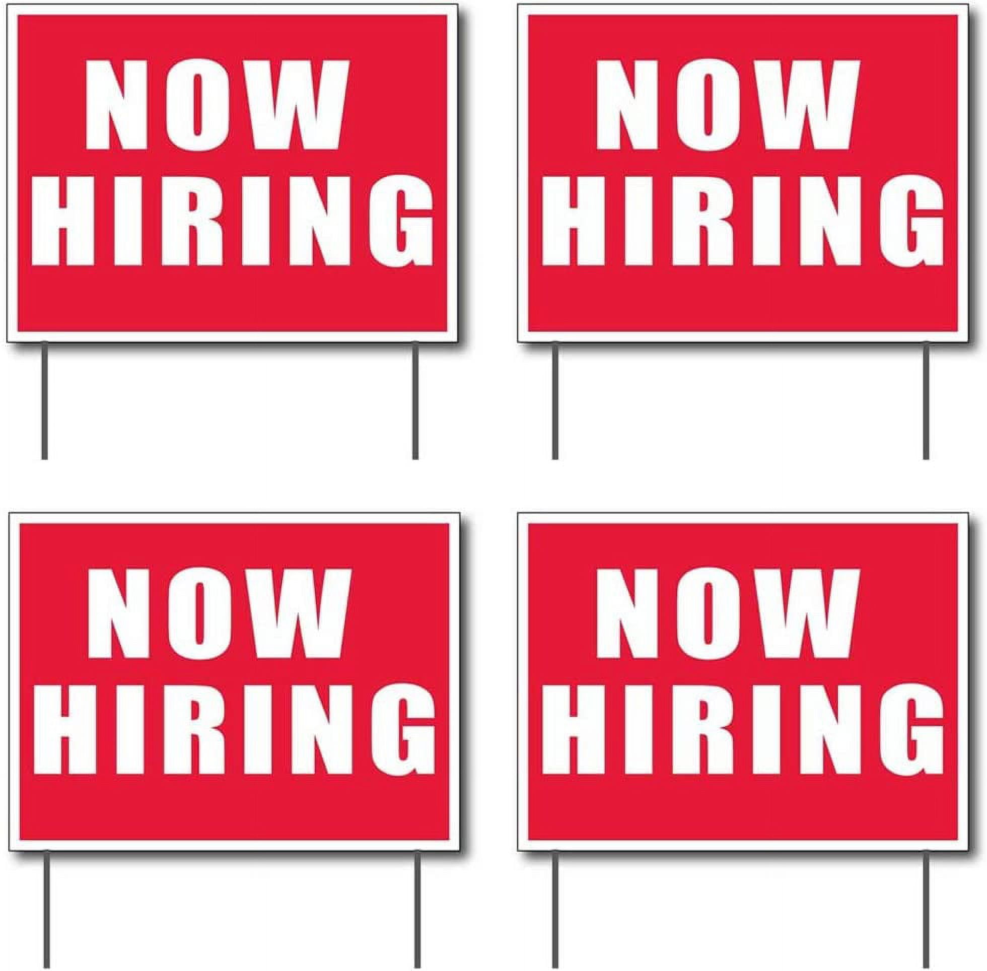 Now Hiring Outdoor Signs, 18 inches X 24 inches, Set of 4, 12449 ...