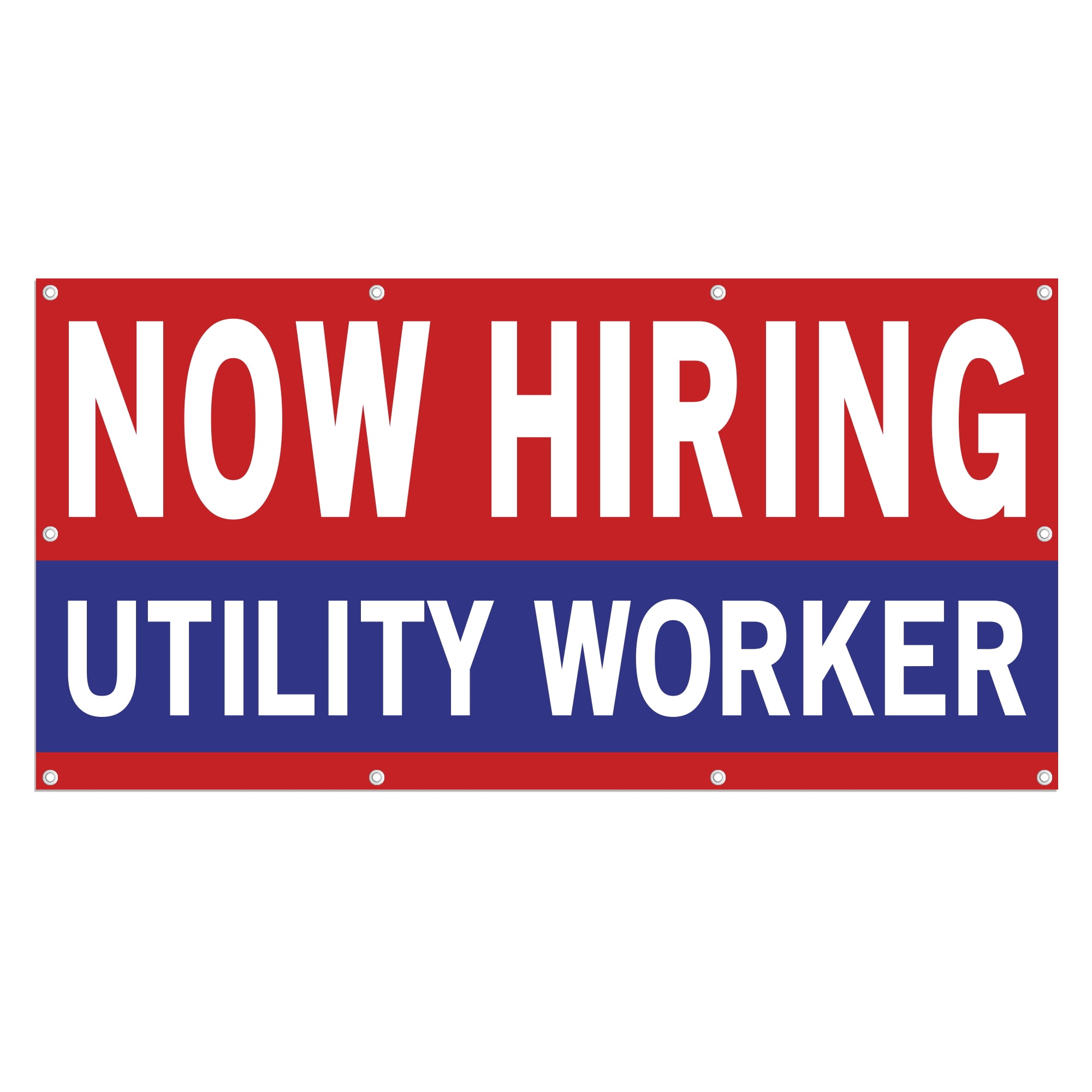 Now Hiring Utility Worker 13 oz Heavy Duty Vinyl Banner Utility Worker ...