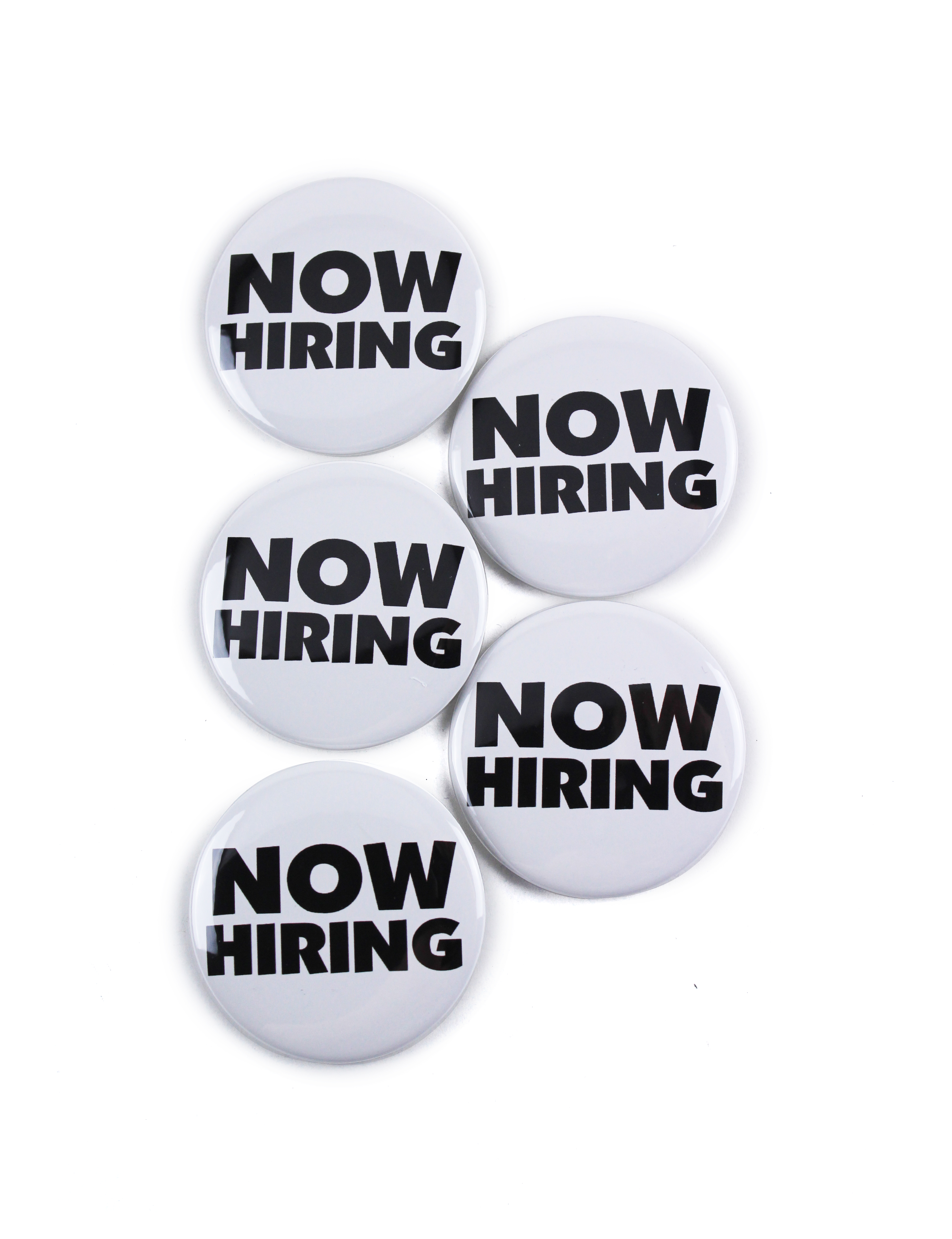 Now Hiring (White/Black) Personnel Recruitment Business Pinback Buttons ...