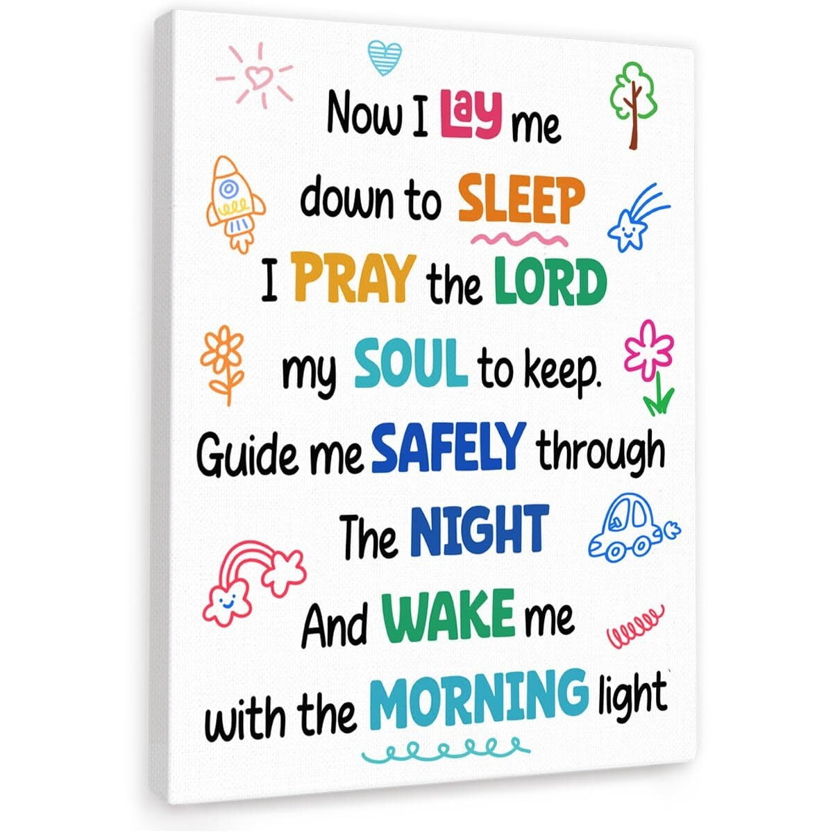 Now I Lay Me Down to Sleep Bedtime Bible Verse Canvas Wall Art for Kids ...