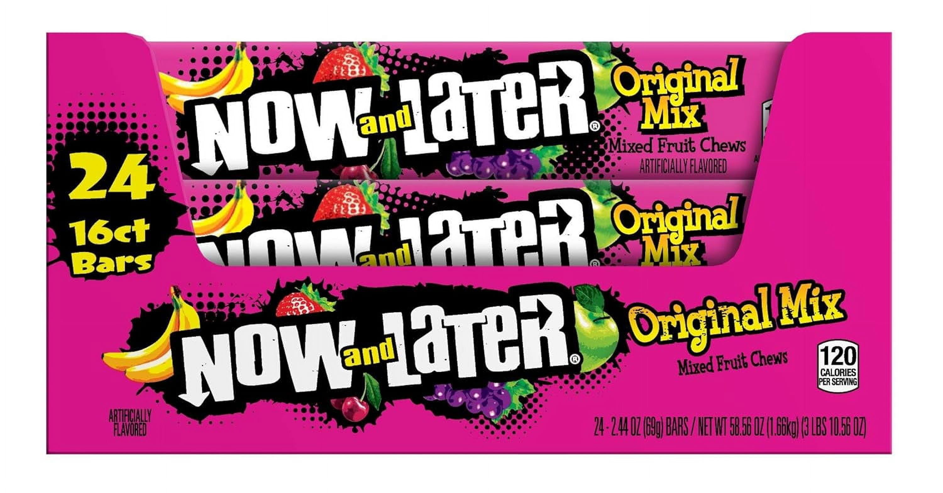 Now & Later 24 Piece Original Taffy Chews Candy, Mixed Fruit, 2.44 ...