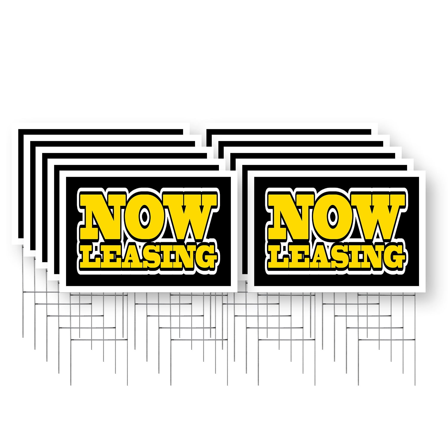 Now Leasing Yard Sign 10 Pack of 24 Inch x 36 Inch Double Sided ...