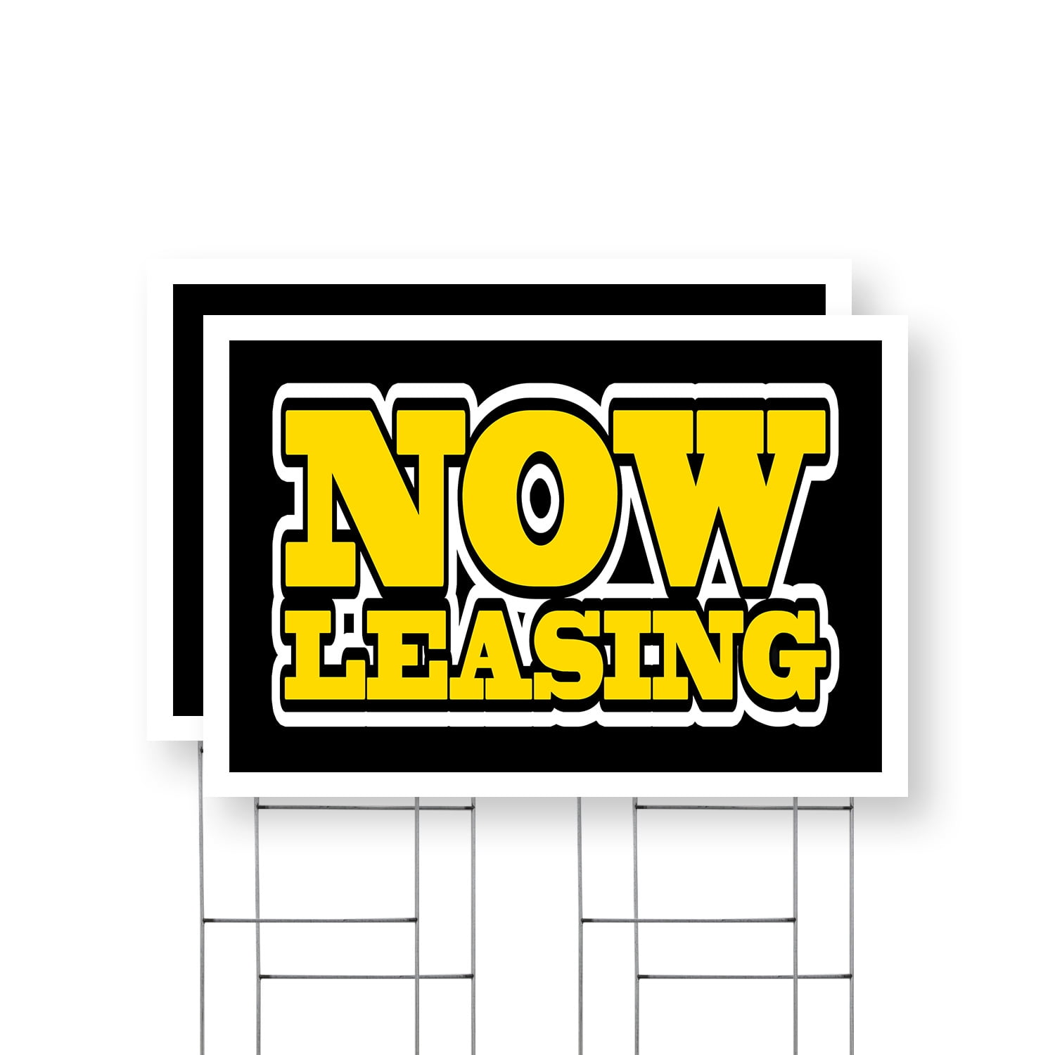Now Leasing Yard Sign 2 Pack of 24 Inch x 36 Inch Double Sided ...