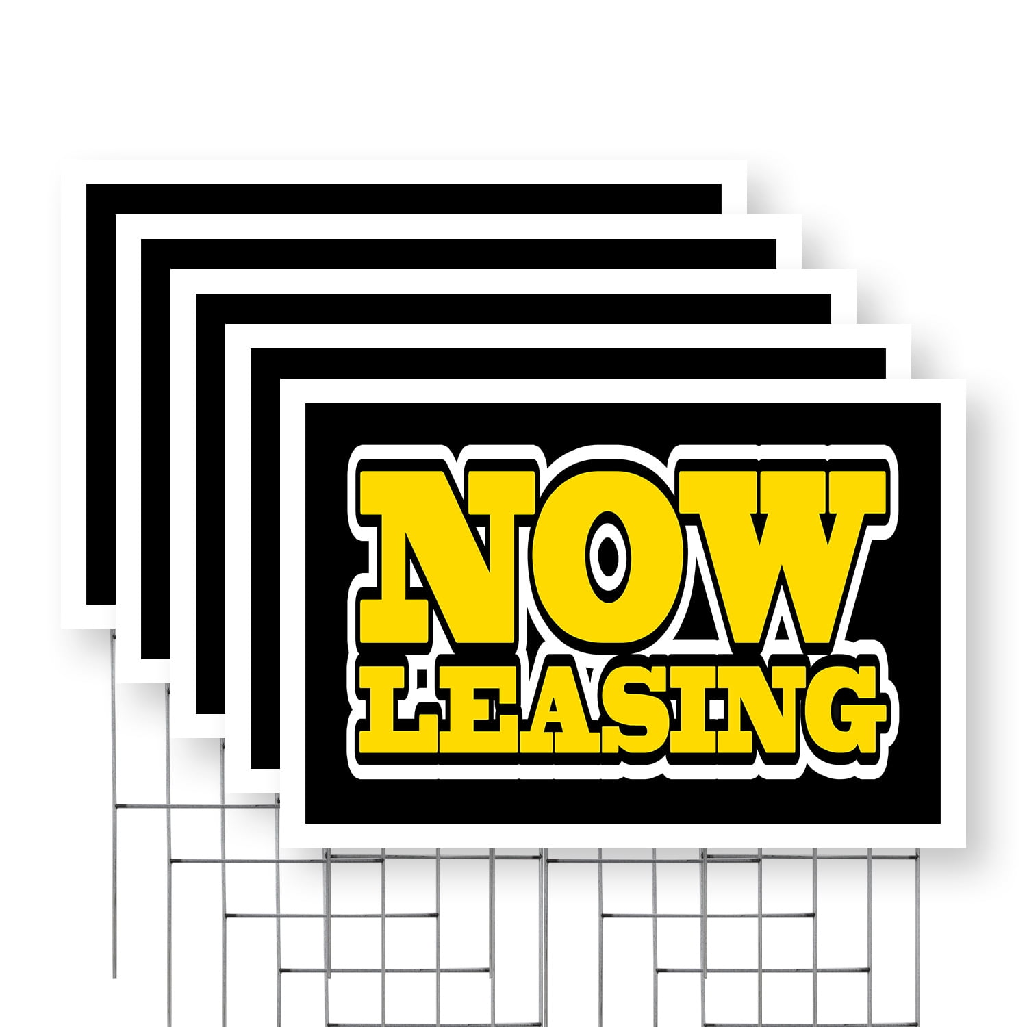 Now Leasing Yard Sign 5 Pack of 24 Inch x 36 Inch Double Sided ...