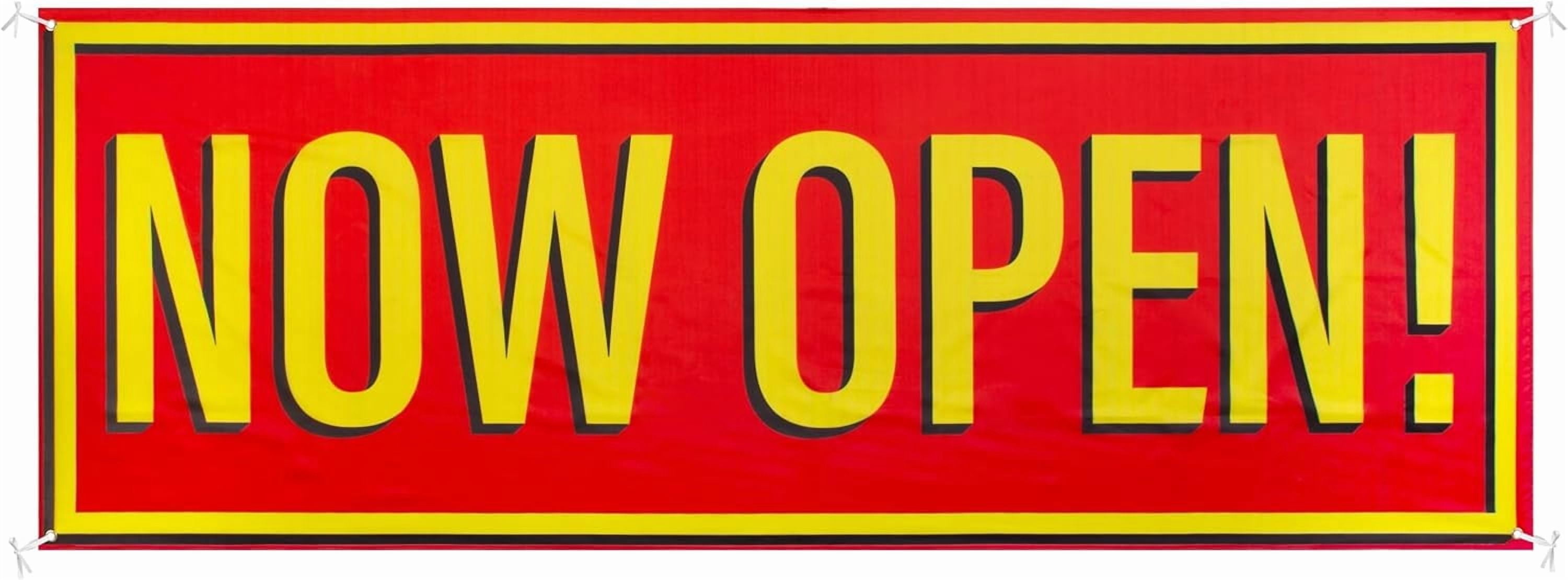 Now Open Banner, 3' x 8' Open Sign for Businesses, Shops, Polyester ...