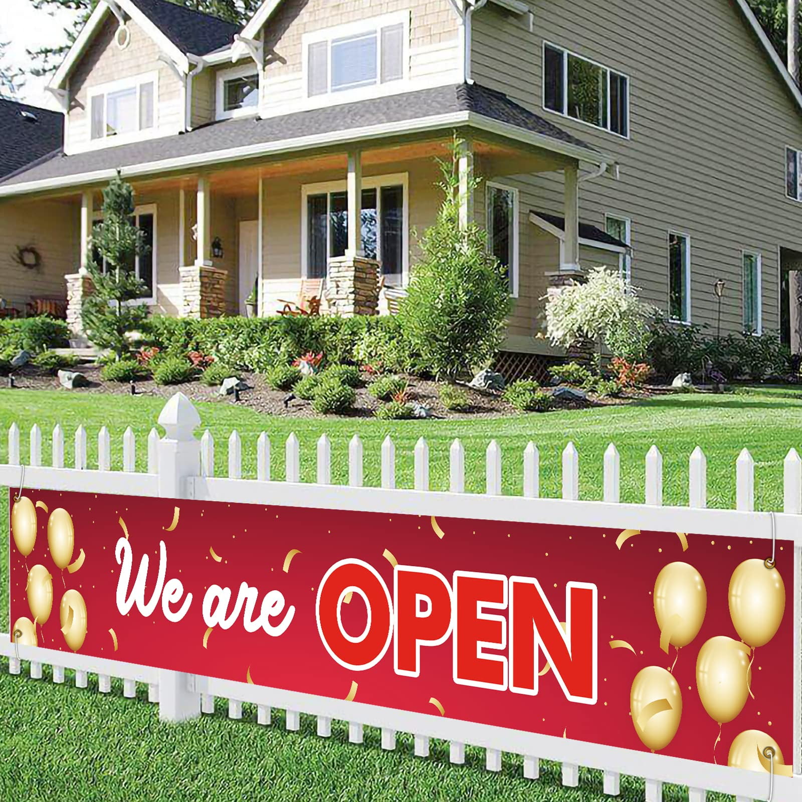 Now Open Banner Garden Outdoor Indoor Signs Polyester Store Hanging ...