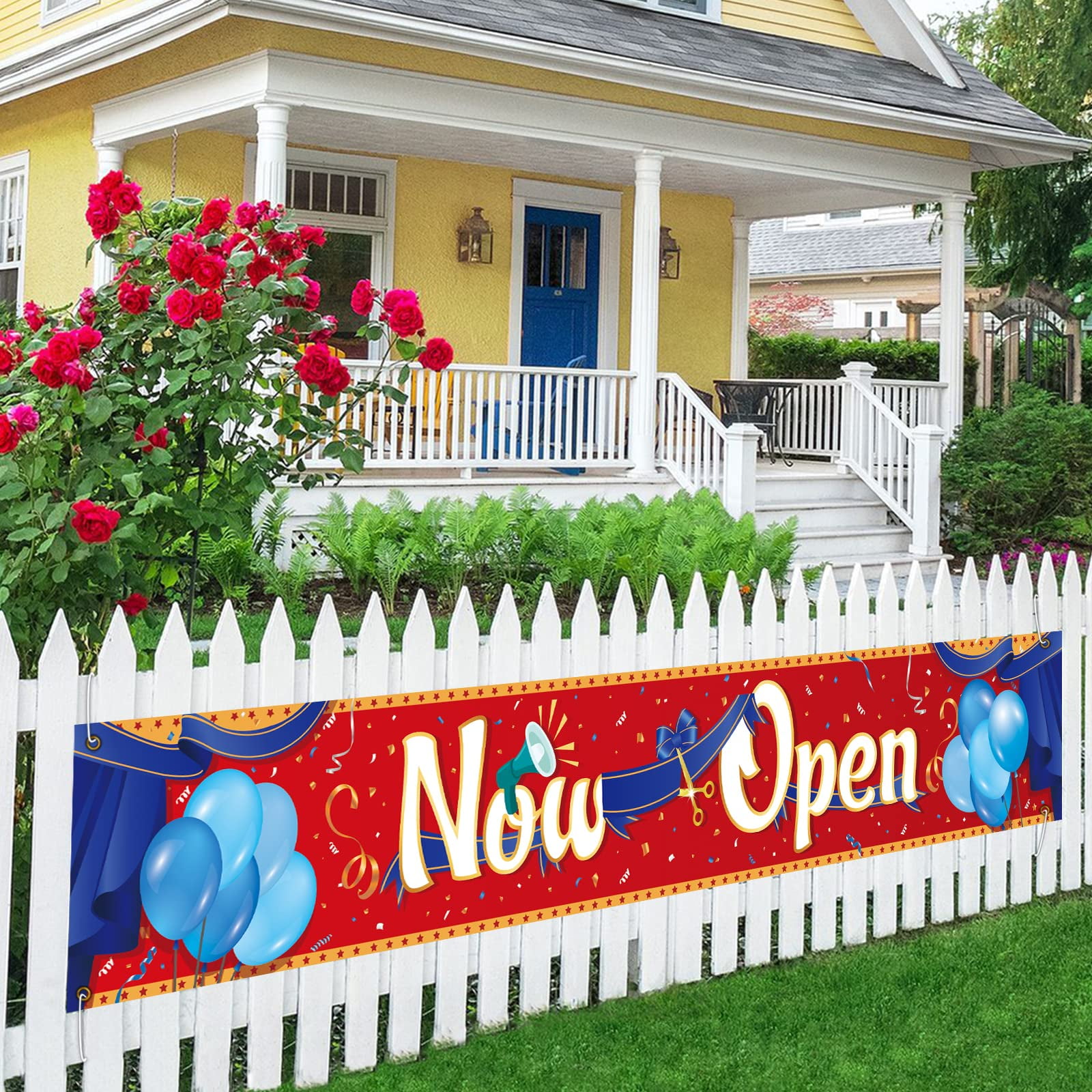 Now Open Banner Garden Outdoor Indoor Signs Polyester Store Hanging ...