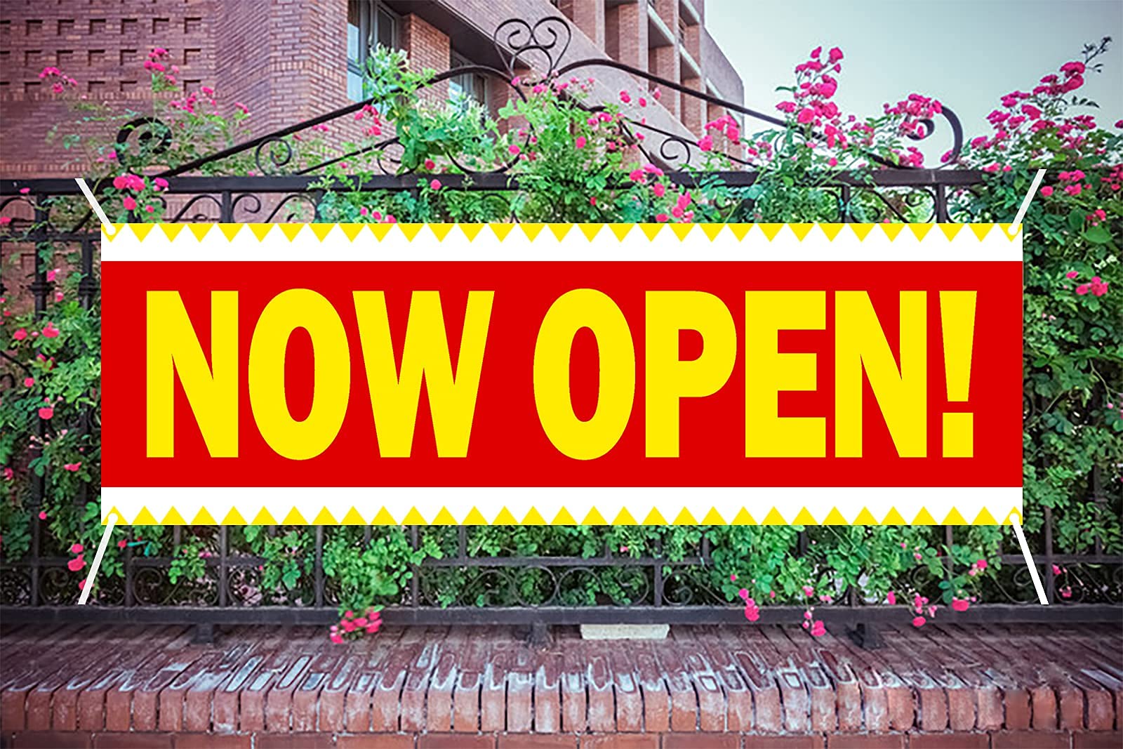 Now Open Banner Garden Outdoor Indoor Signs Polyester Store Hanging ...