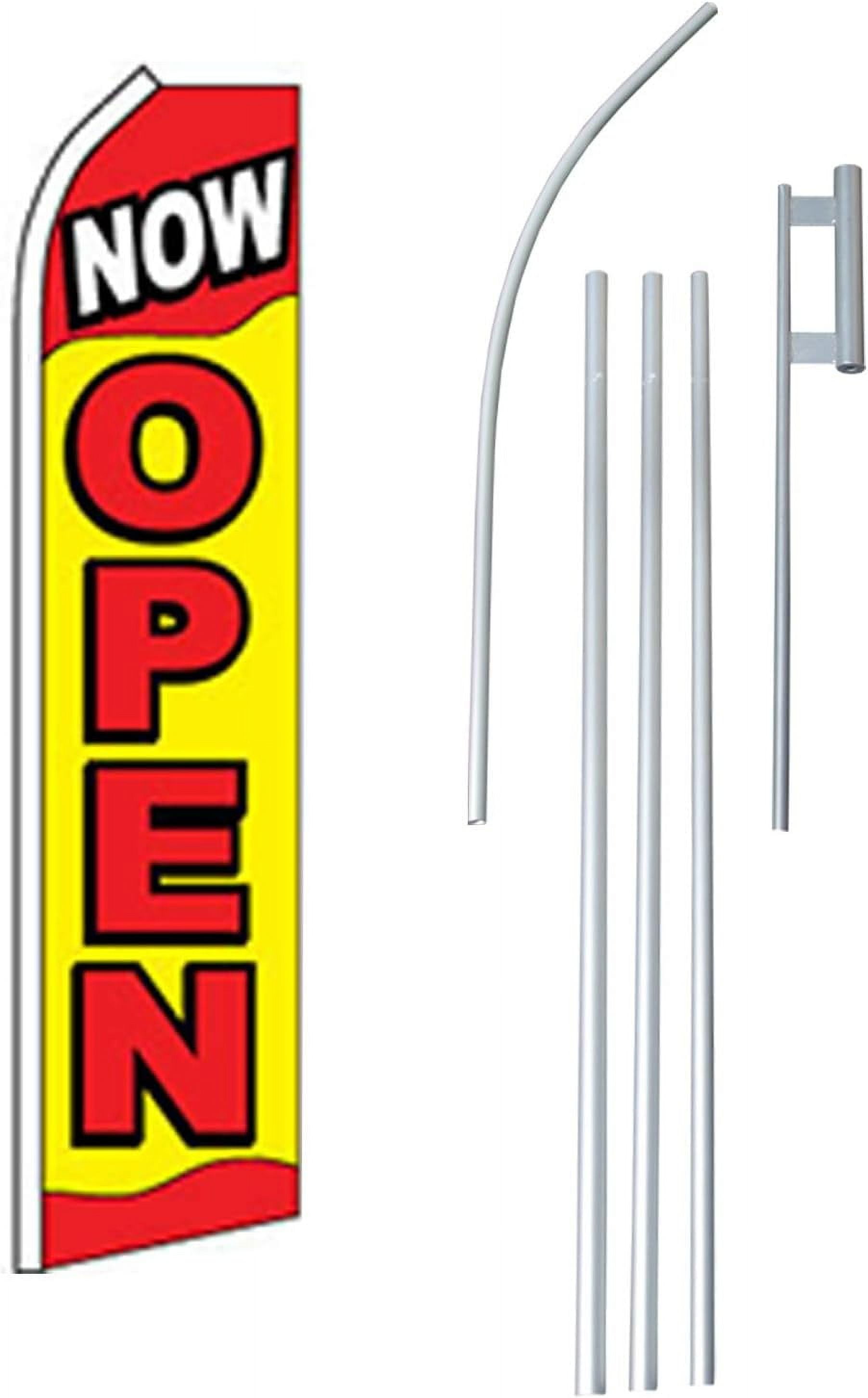 "Now Open " Complete Flag Kit Includes 12' Swooper Business Flag With ...