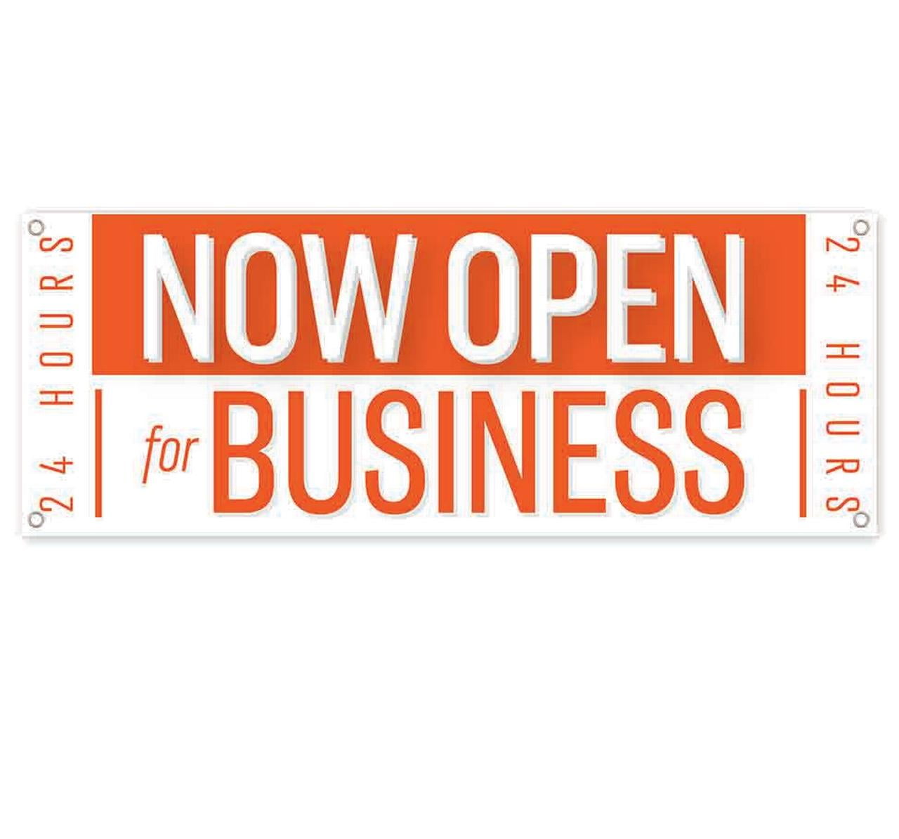 Now Open For Business 13 oz Banner 13 oz Vinyl Banner With Metal ...