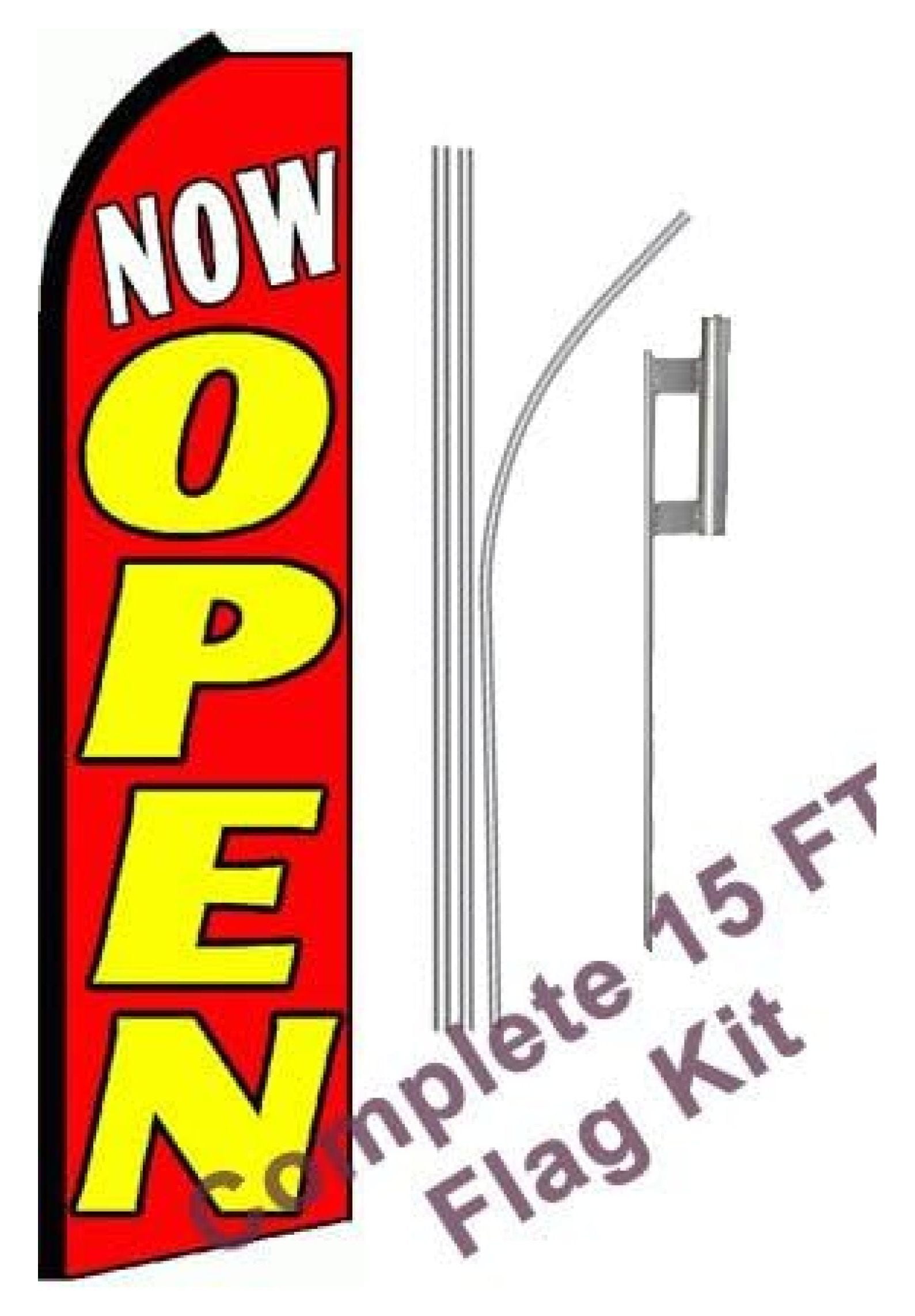 - "Now Open Red Yellow (Extra Wide)" Complete Flag Kit - Includes 12 ...