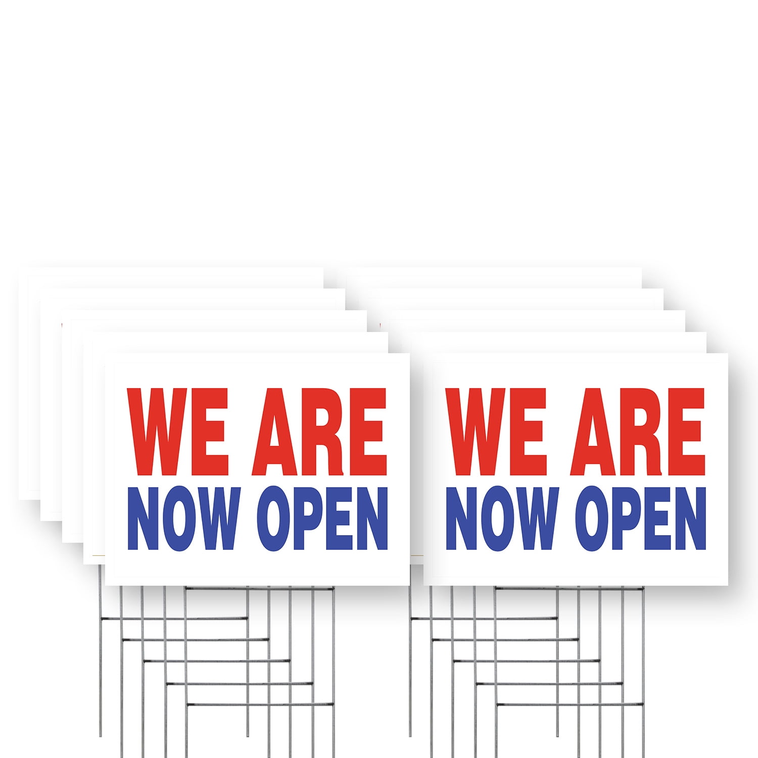 We Are Now Open Yard Sign 10 Pack of 12 Inch x 16 Inch Single Sided ...