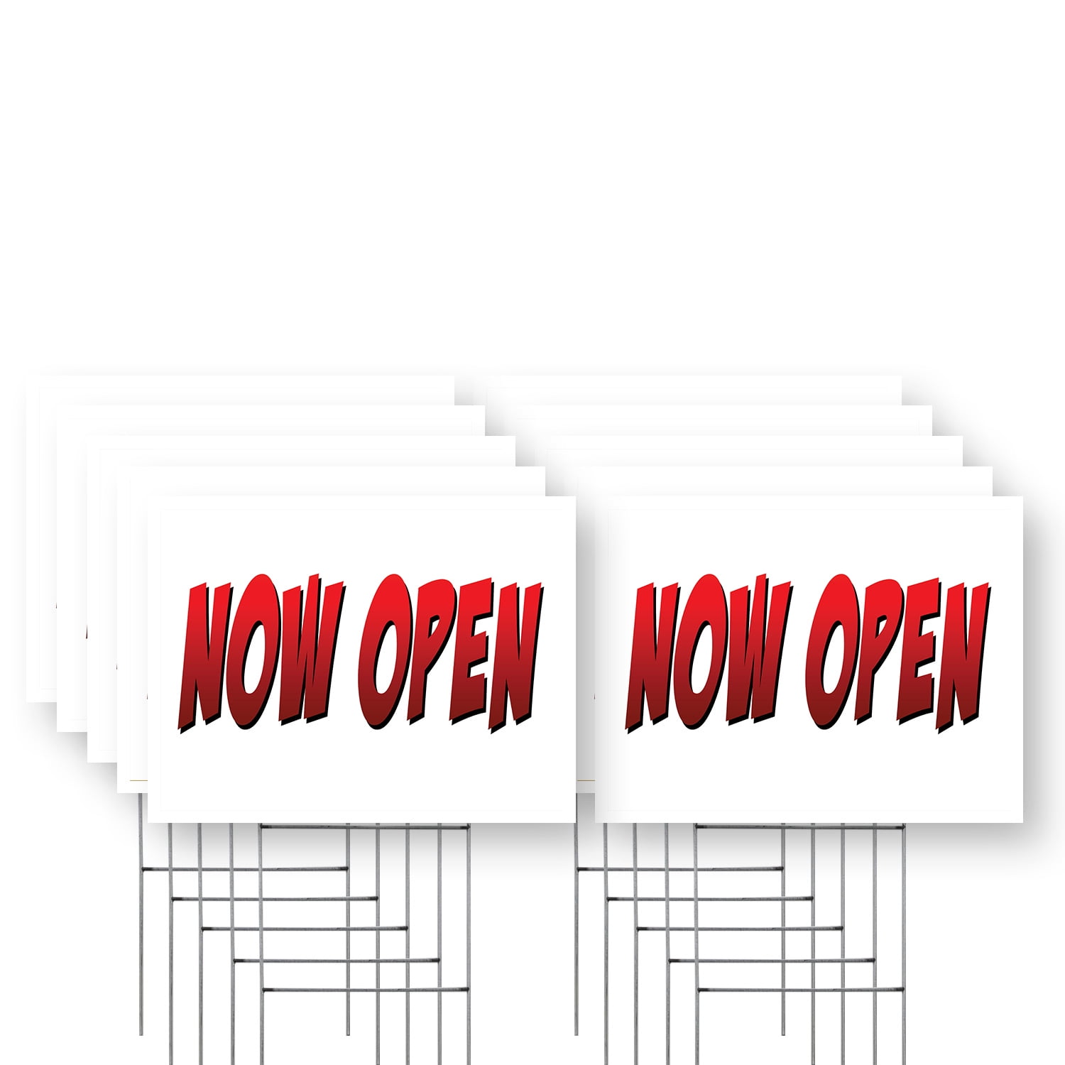 Now Open Yard Sign 10 Pack of 18 Inch x 24 Inch Double Sided ...