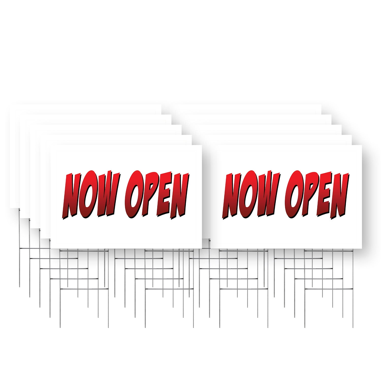 Now Open Yard Sign 10 Pack of 24 Inch x 36 Inch Single Sided ...