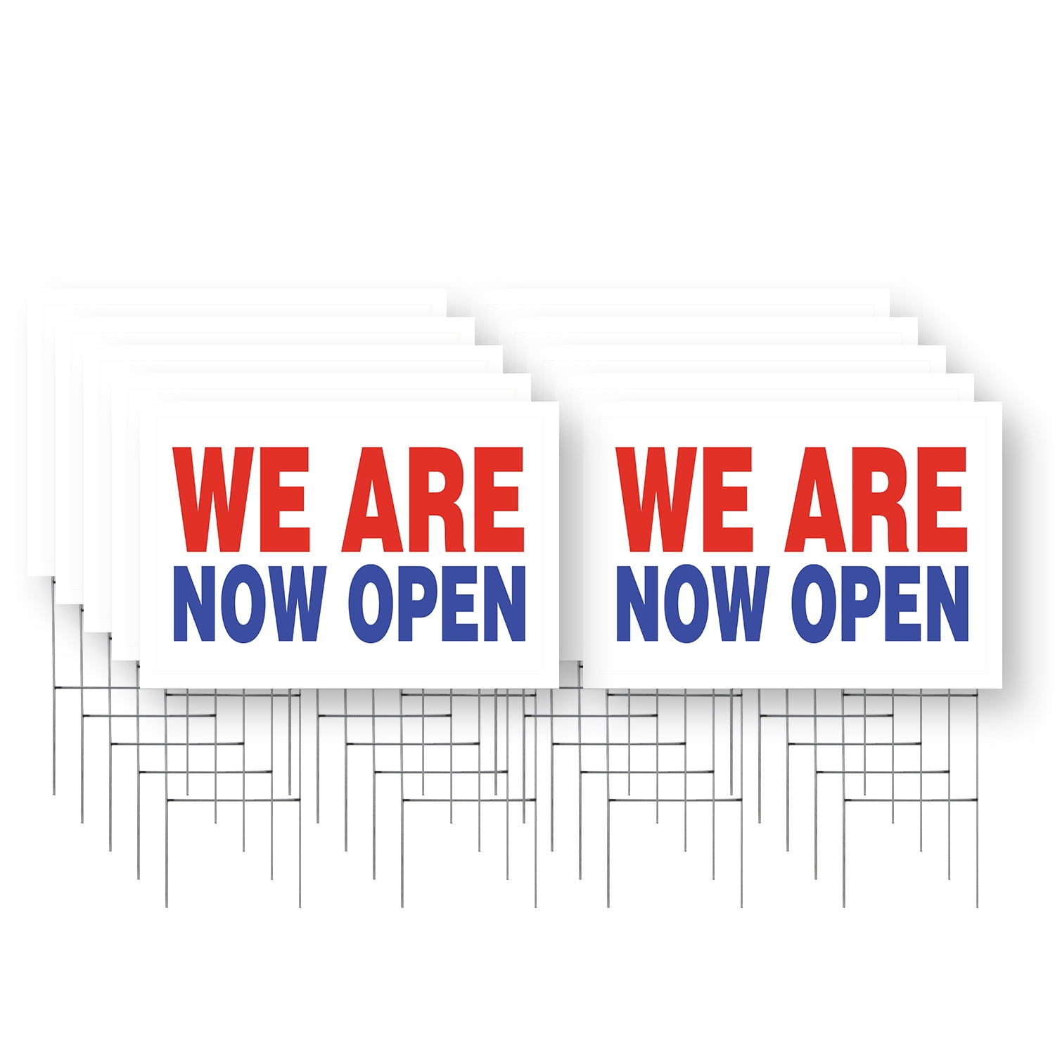 We Are Now Open Yard Sign 10 Pack of 24 Inch x 36 Inch Single Sided ...