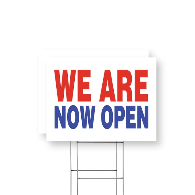 We Are Now Open Yard Sign 2 Pack of 18 Inch x 24 Inch Double Sided ...