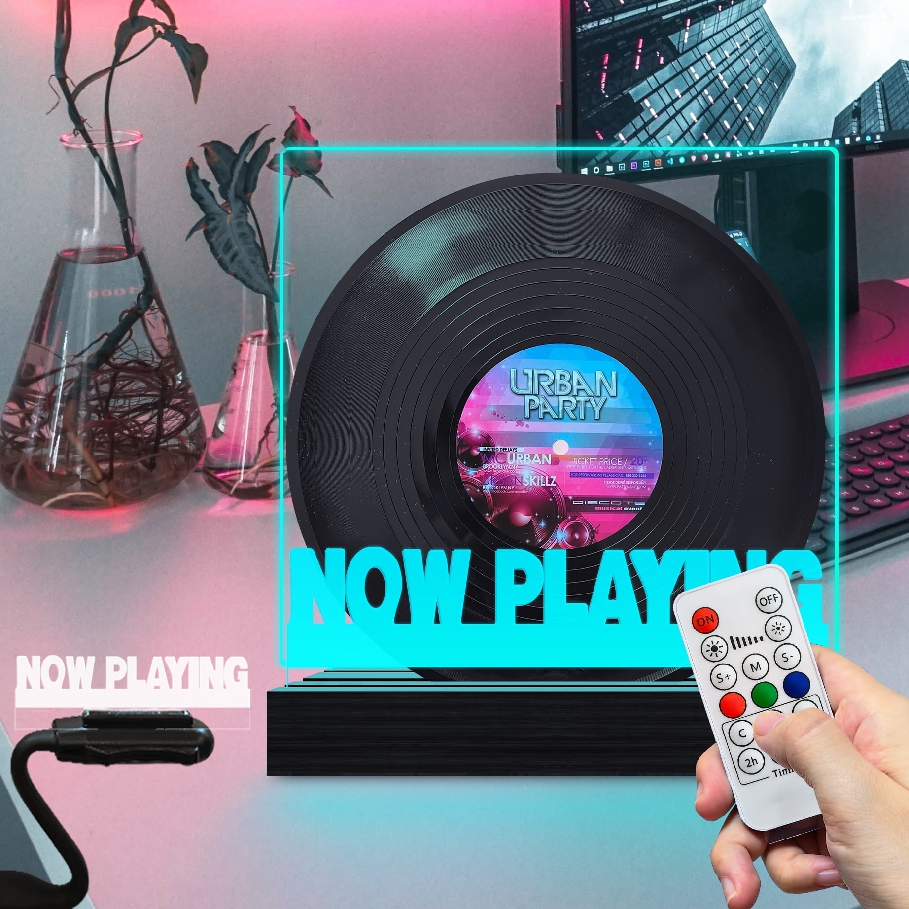 Now Playing Vinyl Record Stand, 7 Colors Change Vinyl Record Holder for ...