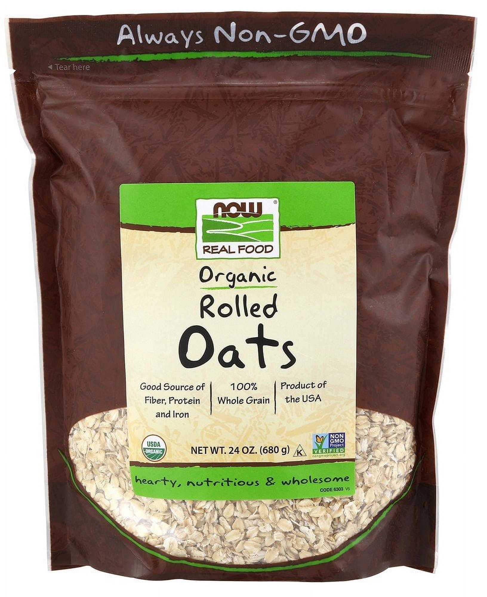 Now Real Food, Organic Rolled Oats, Oatmeal, 24 oz Bag - Walmart.com