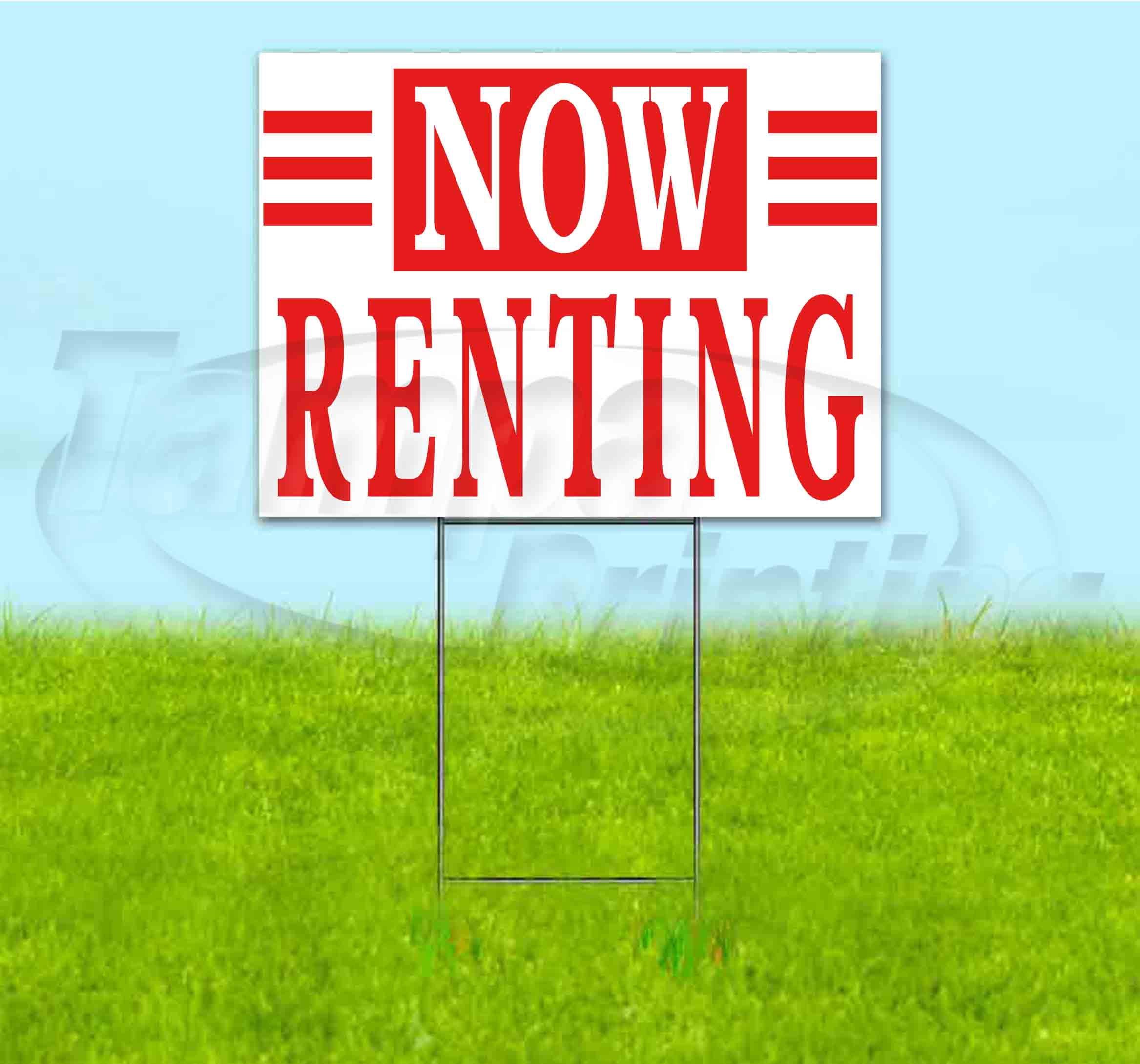 Now Renting (18" x 24") Yard Sign, Includes Metal Step Stake - Walmart ...