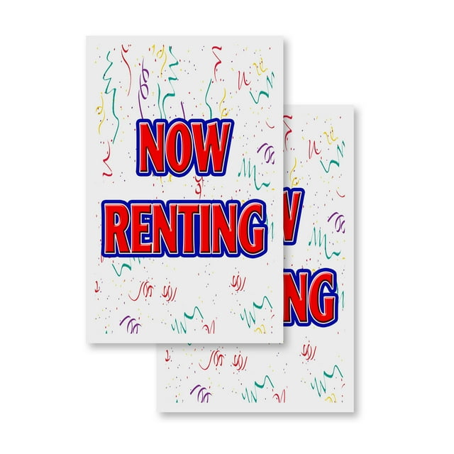 Now Renting (2-PACK) 24" x 36" Vinyl Decals | Sign Insert Peel & Stick ...