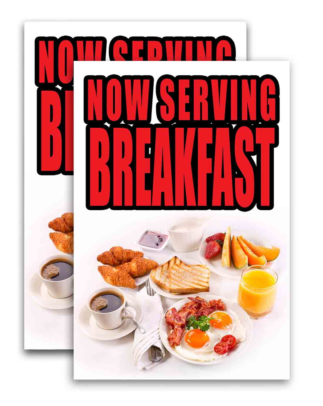Now Serving Breakfast (24" X 36") Vinyl Decal Only (Pack of 2) |Sign ...