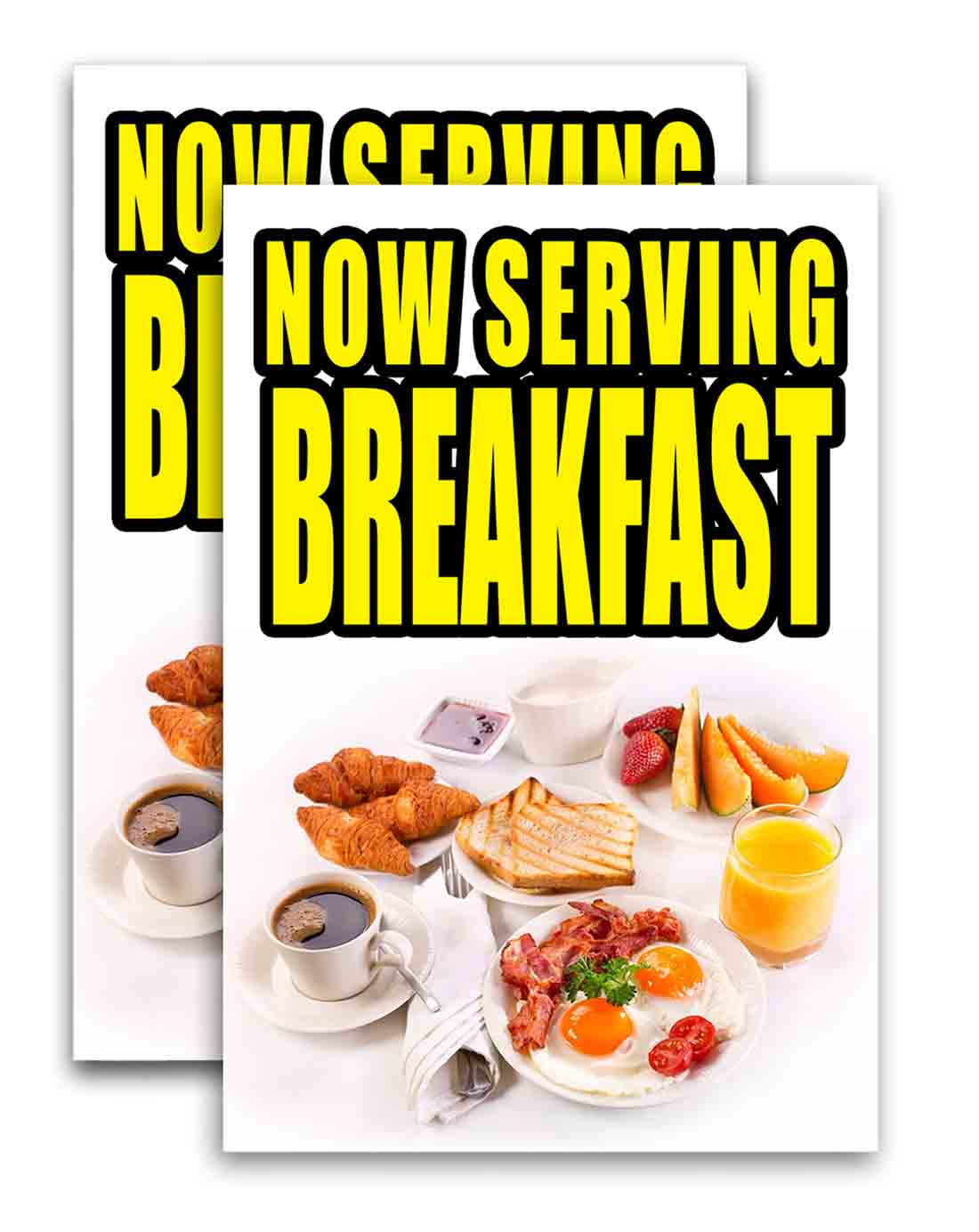 Now Serving Breakfast (24" X 36") Vinyl Decal Only (Pack of 2) |Sign ...